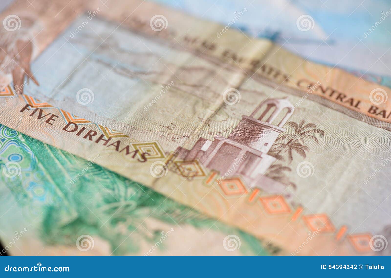 Banknote of the United Arab Emirates in Five Dirhams Stock Photo ...
