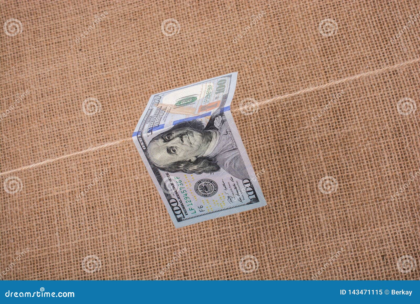 Banknote of US Dollar Hanging on a String Stock Image - Image of bills ...