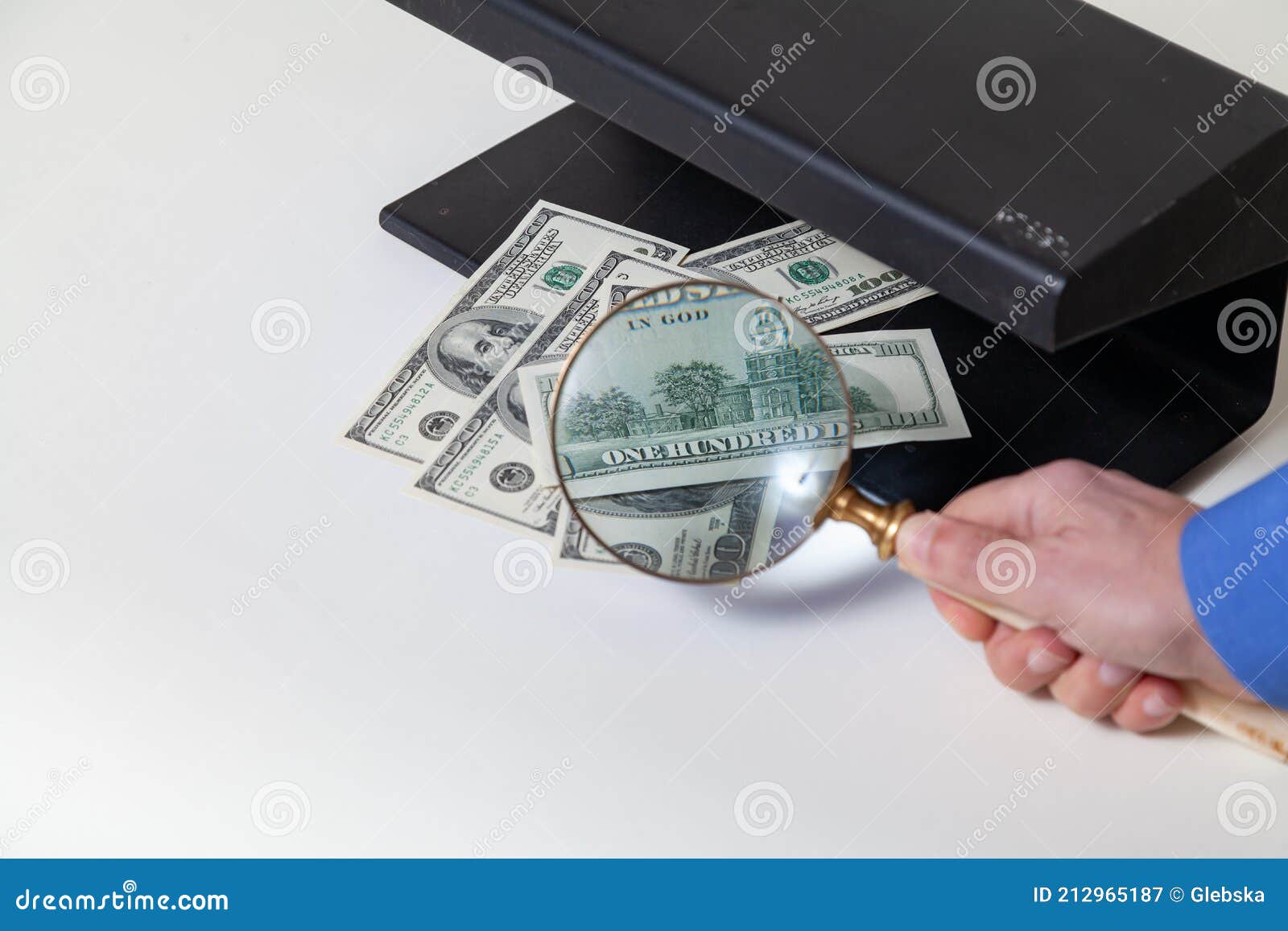 Banknote Verification with Magnifier Stock Image - Image of magnifying ...
