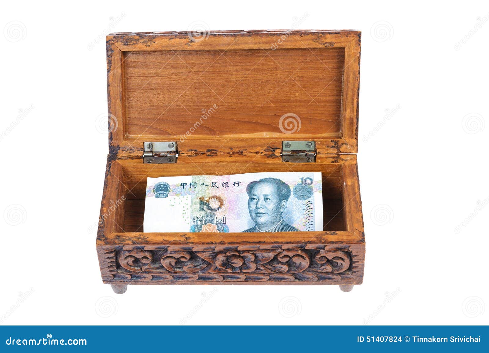 Banknote in wood box stock photo. Image of business, isolate - 51407824