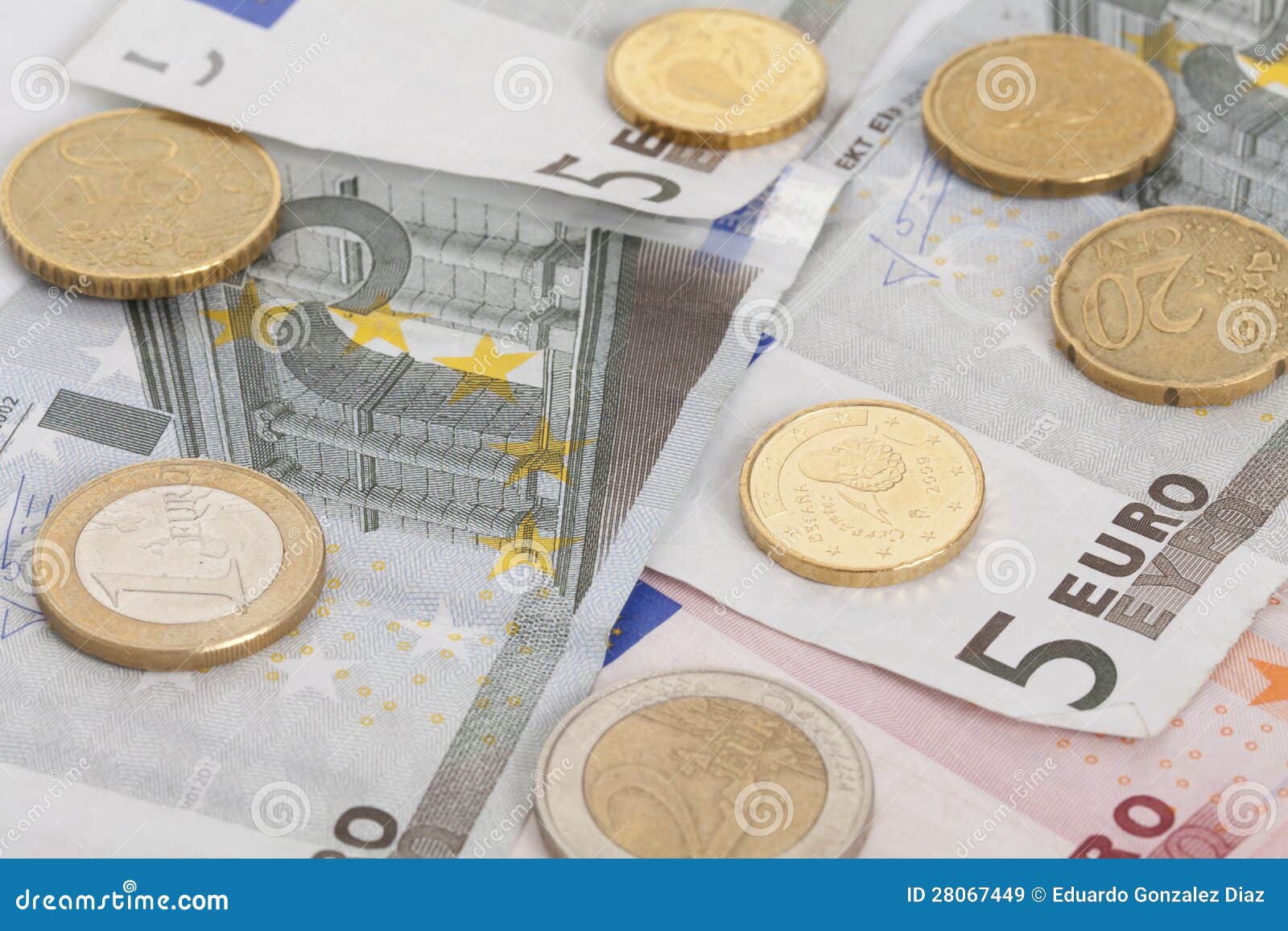 Banknotes and coins stock image. Image of economy, payroll - 28067449