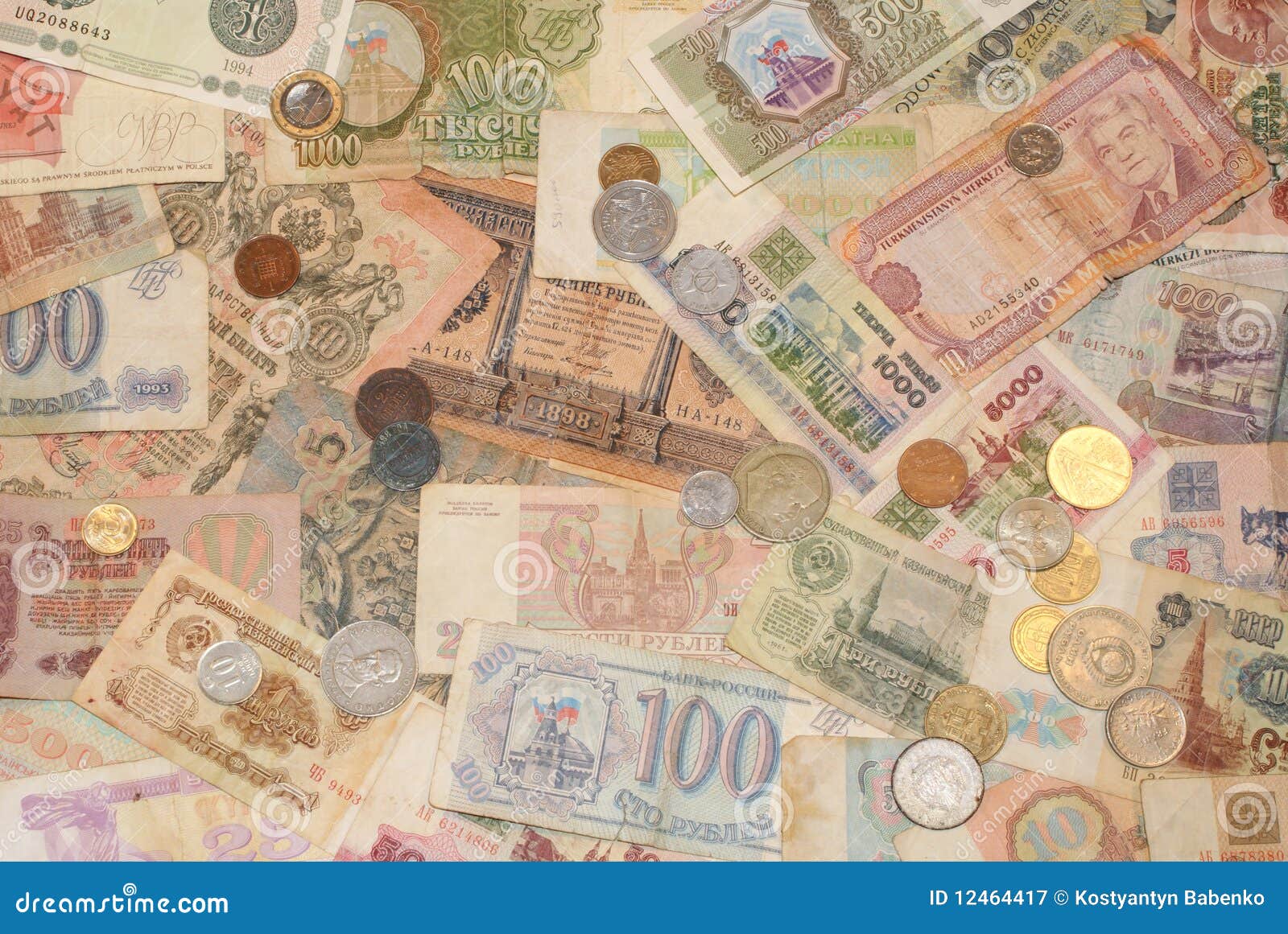 Banknotes and Coins , Both Ancient and Modern Stock Image - Image of ...