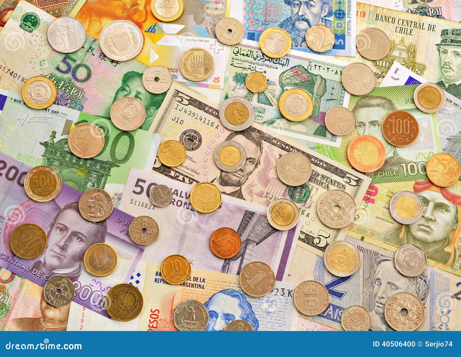Banknotes and coins. stock photo. Image of coin, investment - 40506400