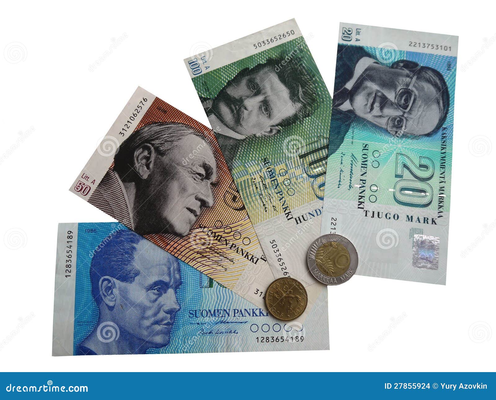 Banknotes and Coins of Finland Photo 1 Stock Photo - Image of cash ...