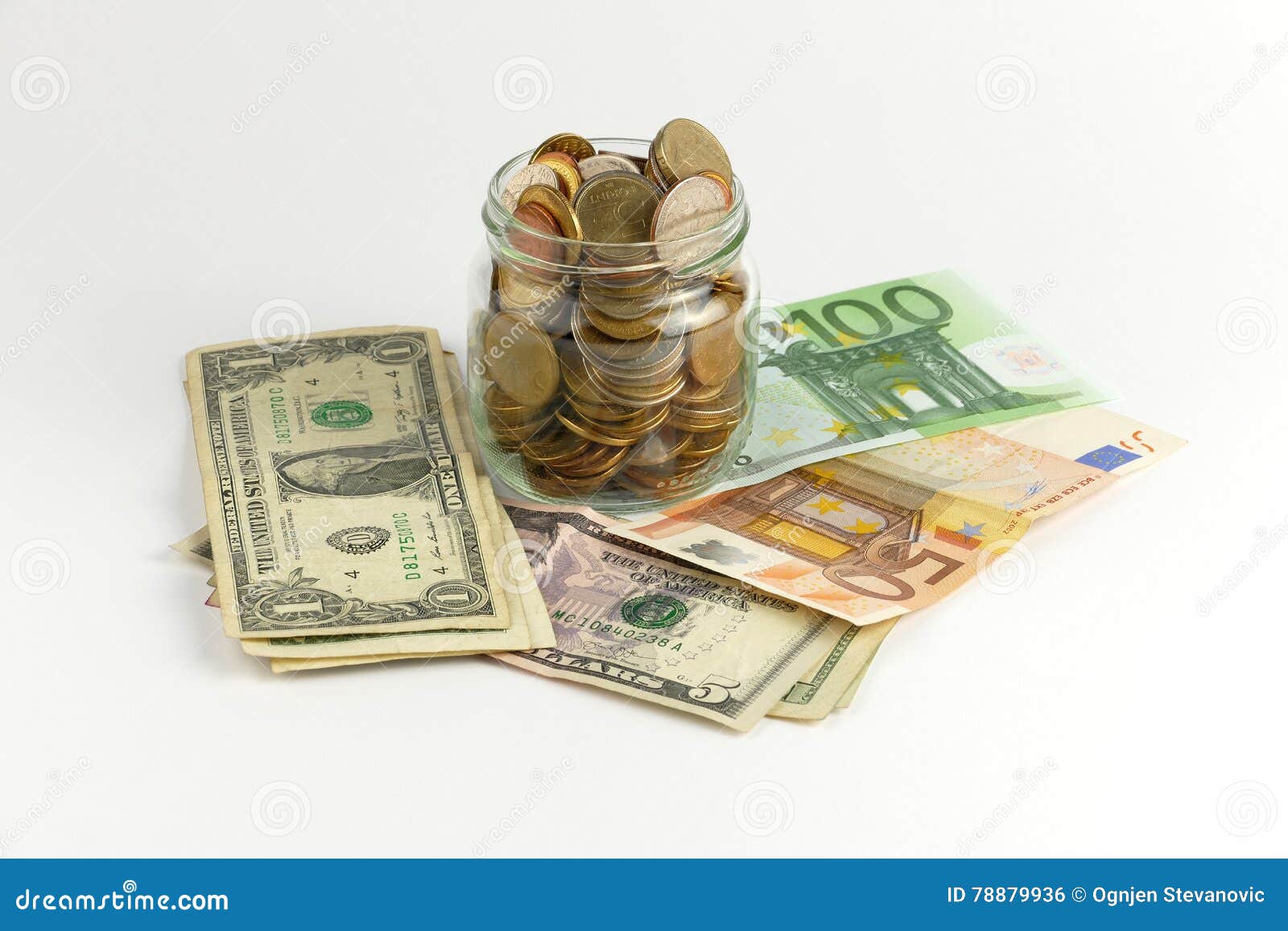Banknotes and coins stock photo. Image of banknotes, finance - 78879936