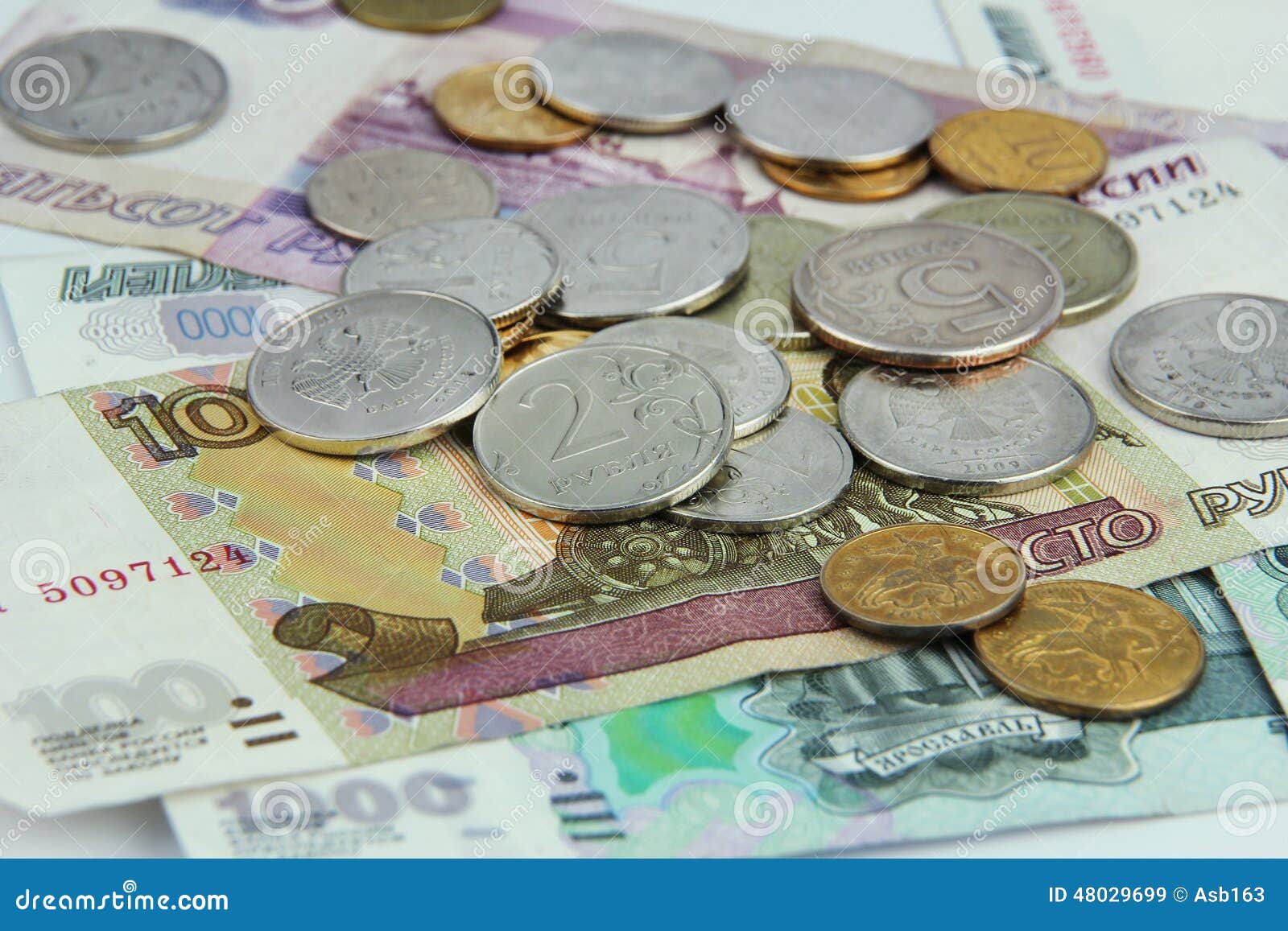 Banknotes coins rubles stock image. Image of coin, russia - 48029699