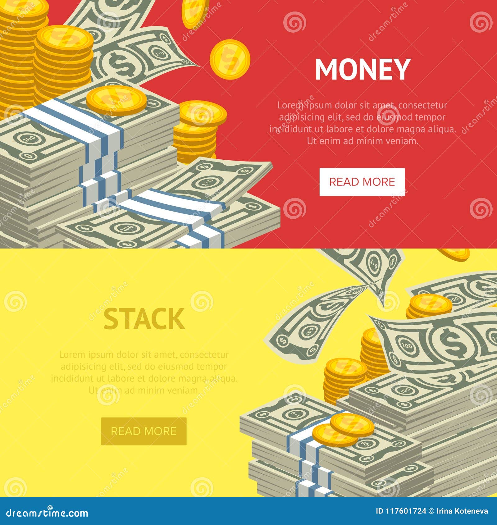 Money stacks banners stock vector. Illustration of business - 117601724