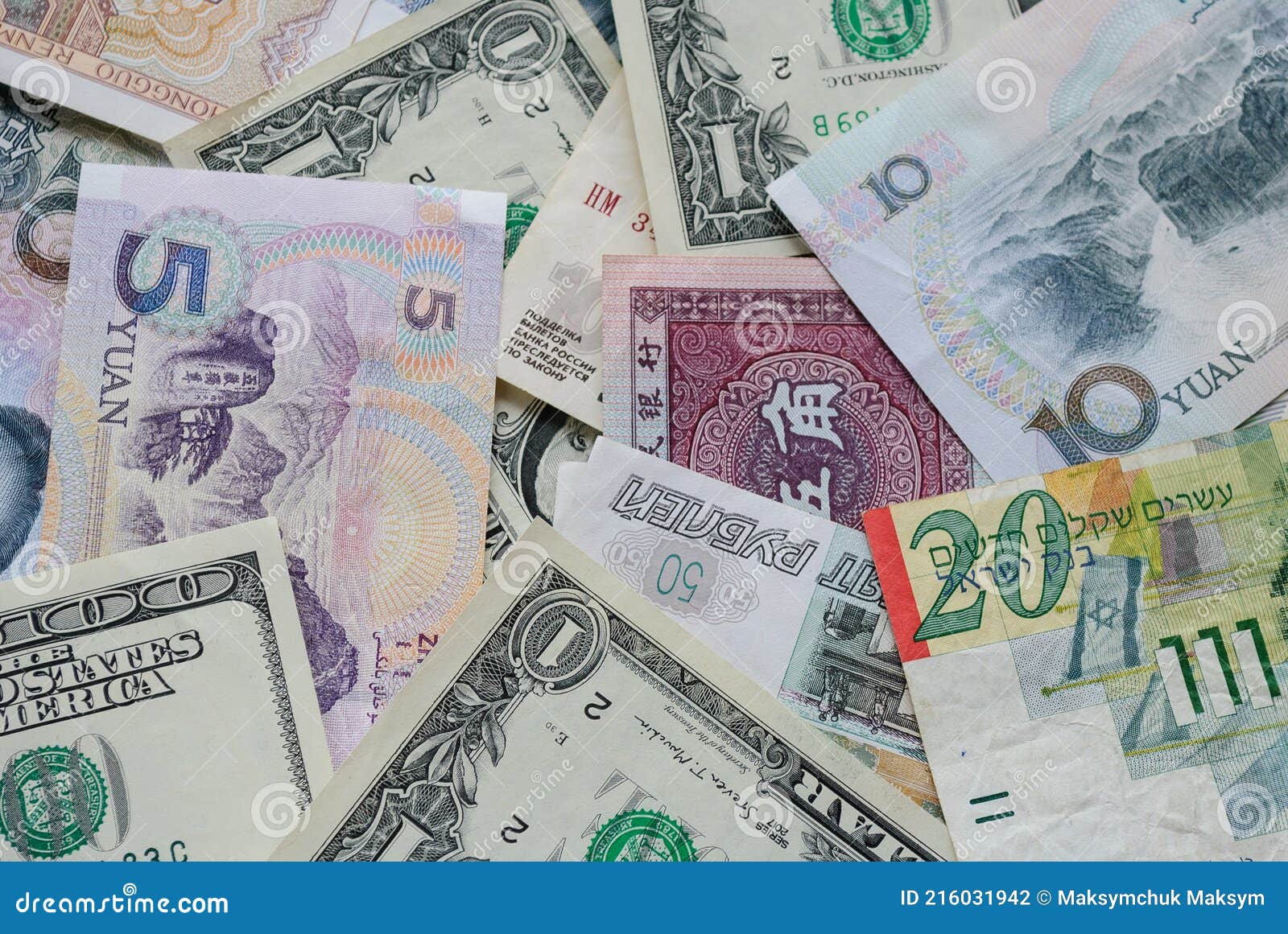 Banknotes of Different National Currencies and Different Denominations ...