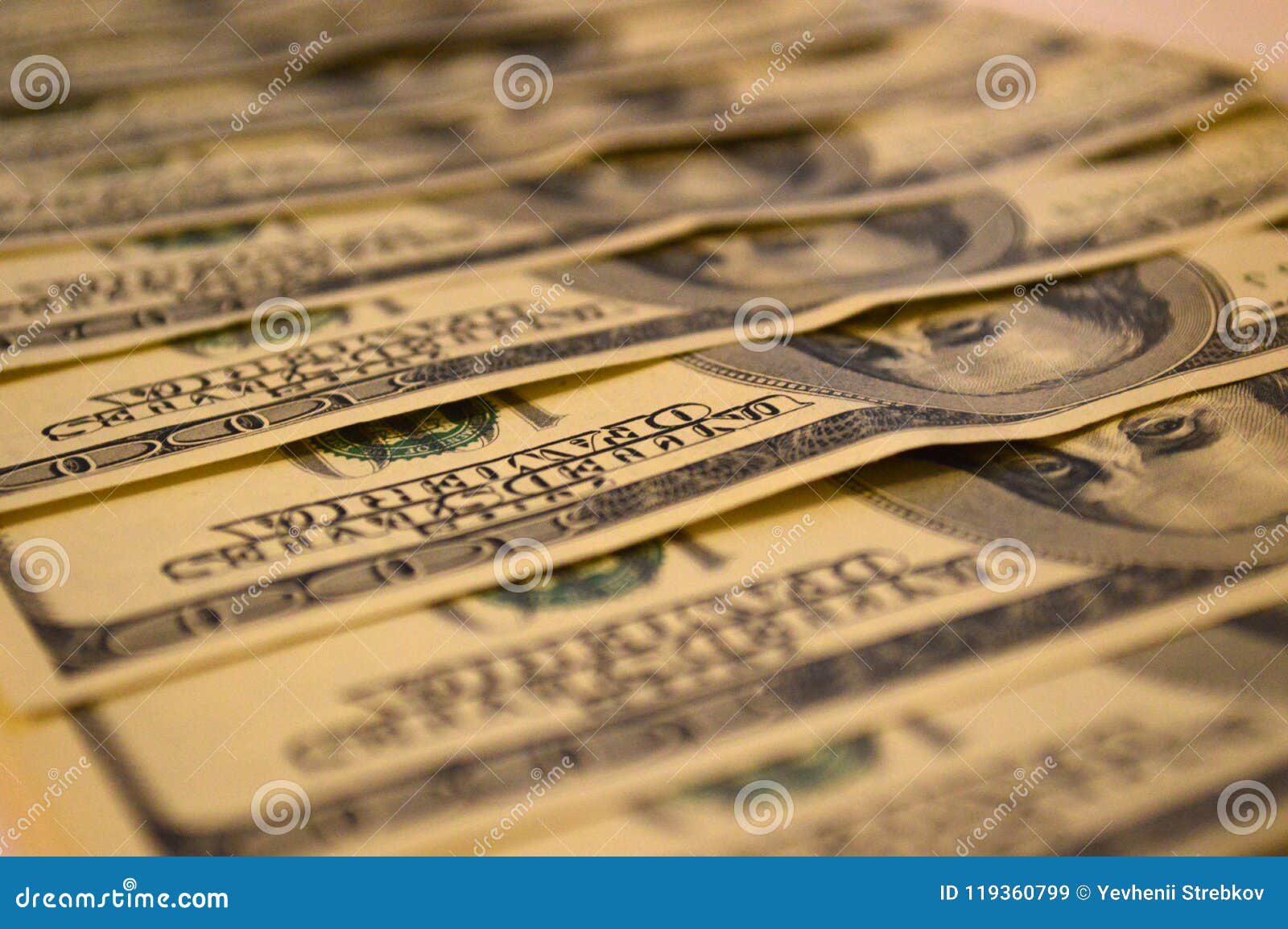 Banknotes of Dollars are Stacked in a Row Stock Image - Image of ...