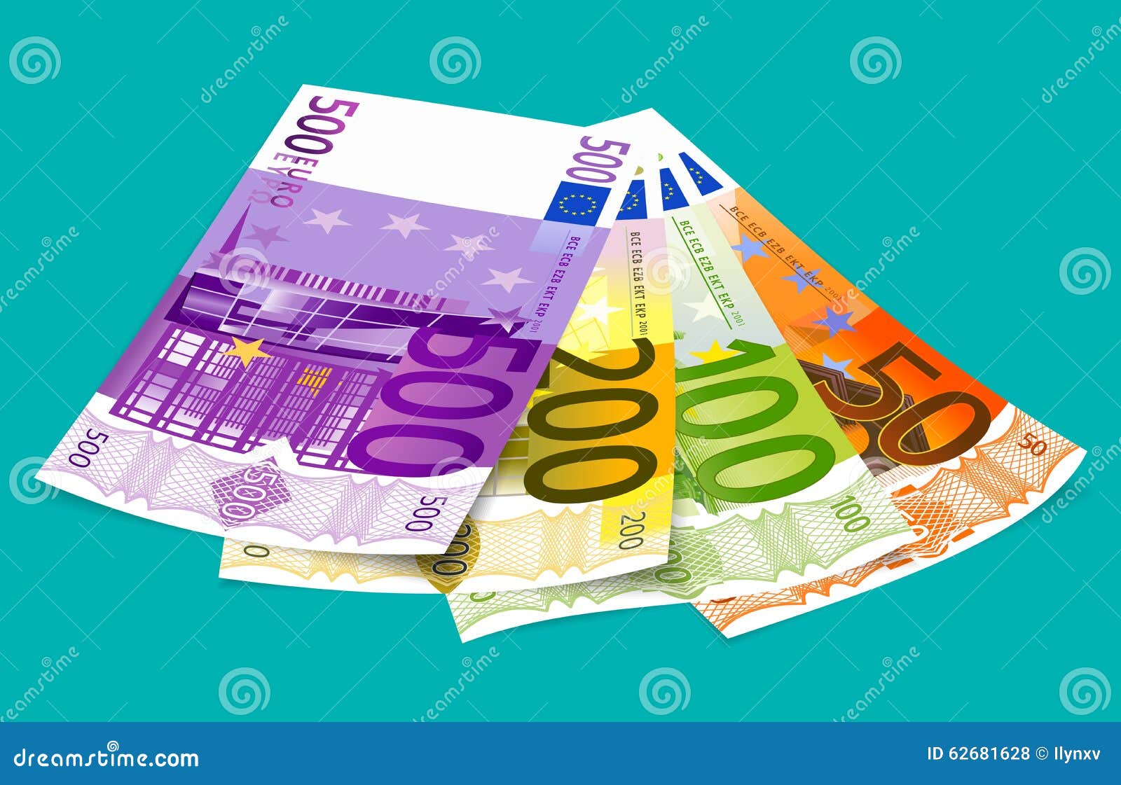 Banknotes of euro stock vector. Illustration of money - 62681628
