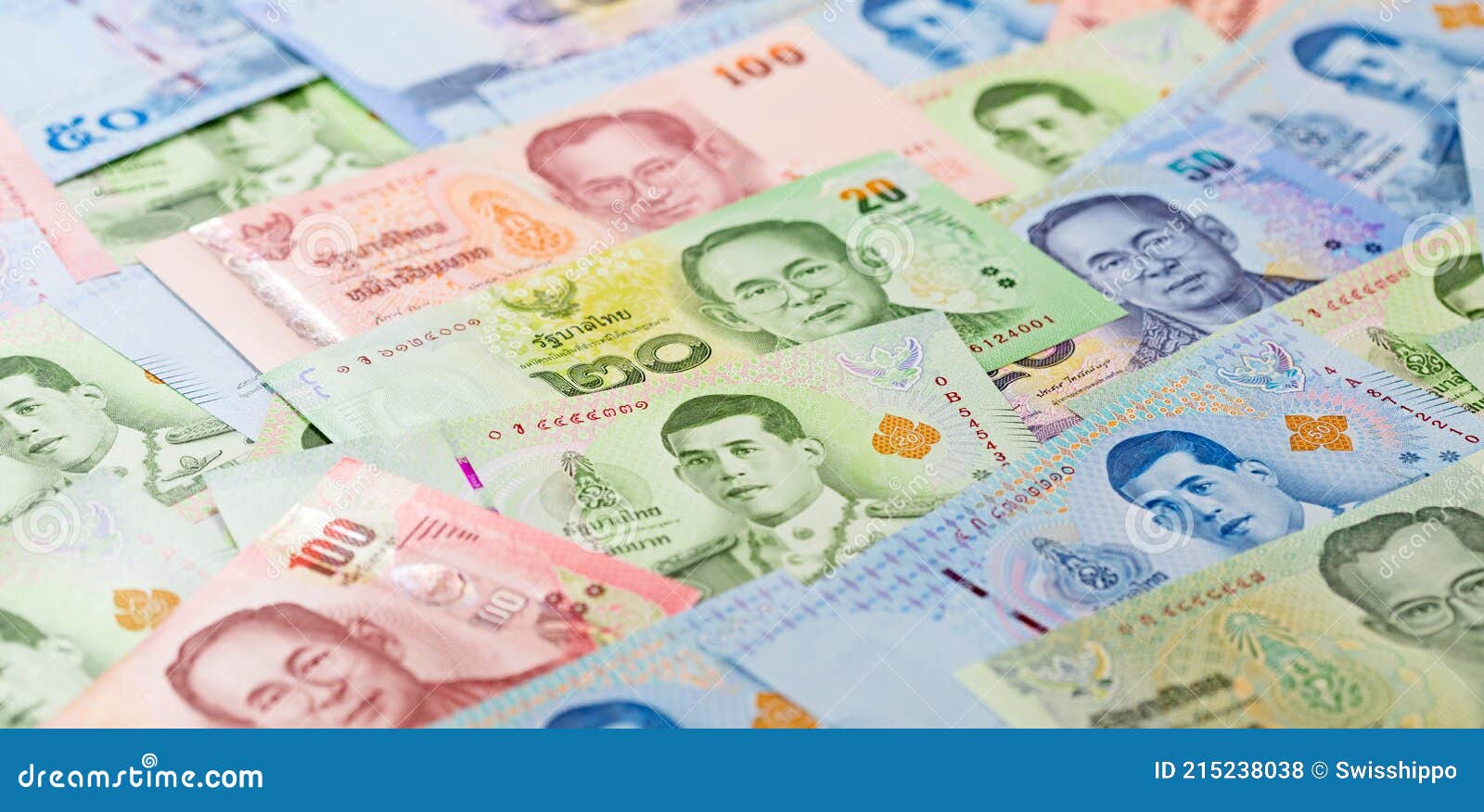 Banknotes of Thailand stock photo. Image of cash, economy - 215238038