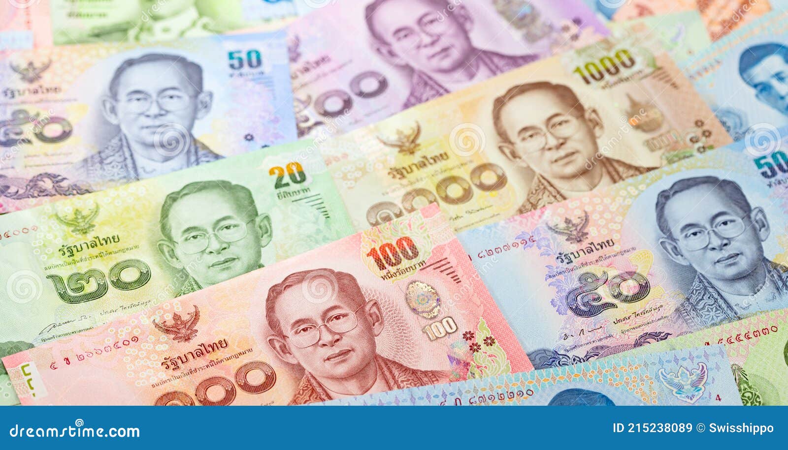 Banknotes of Thailand editorial stock image. Image of money - 215238089