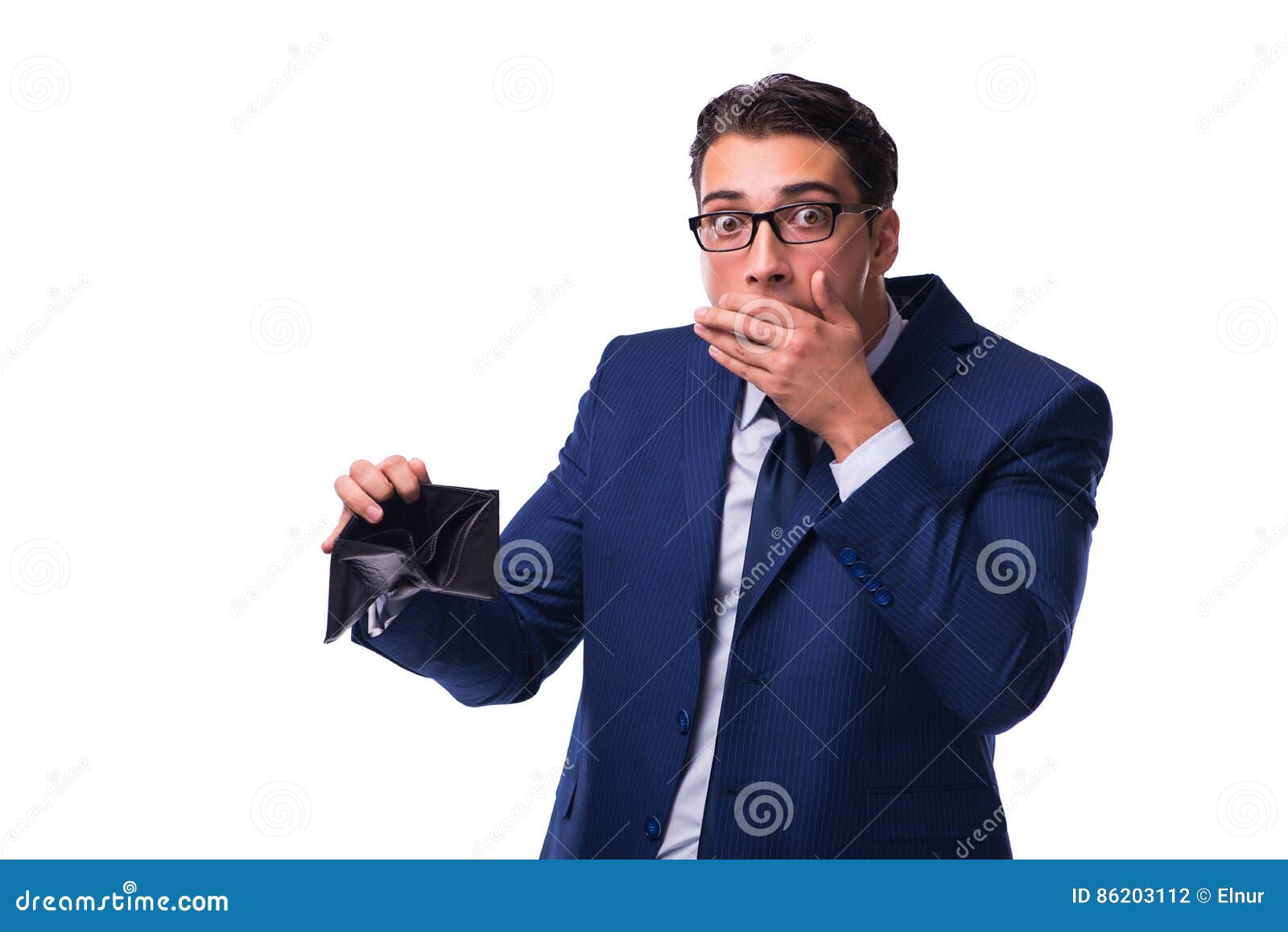 The Bankrupt Broke Businessman with Empty Wallet on White Background ...