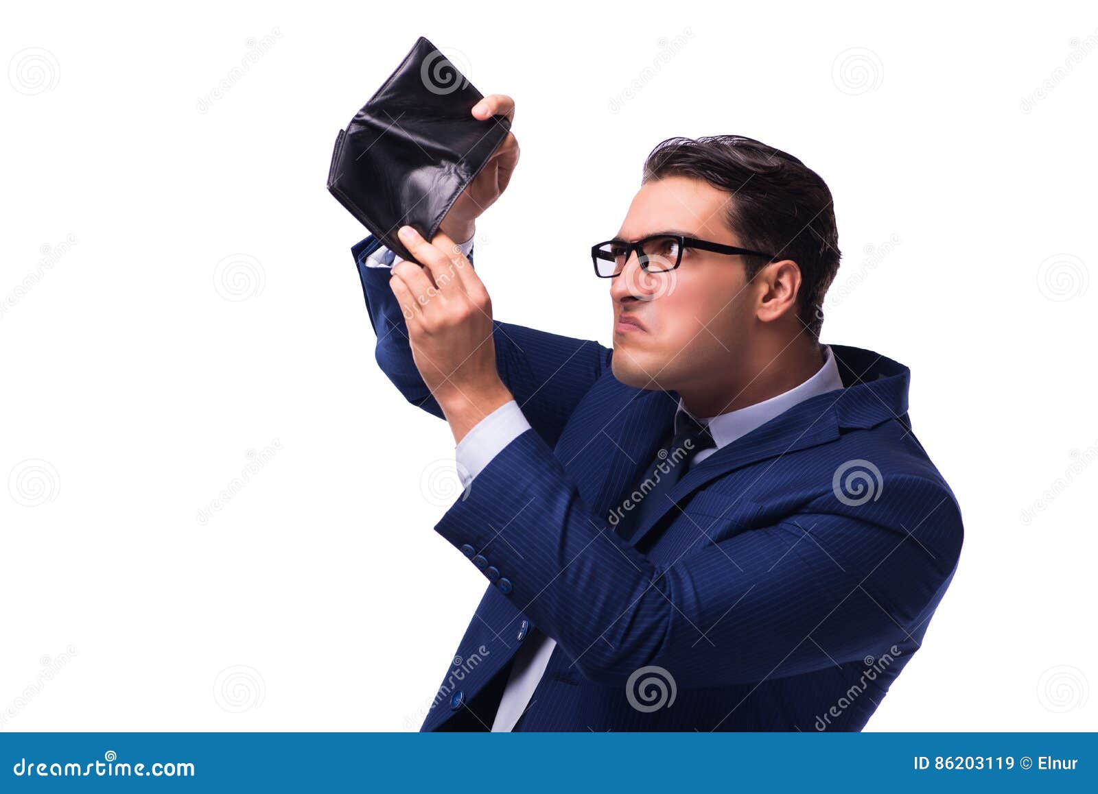 The Bankrupt Broke Businessman with Empty Wallet on White Background ...
