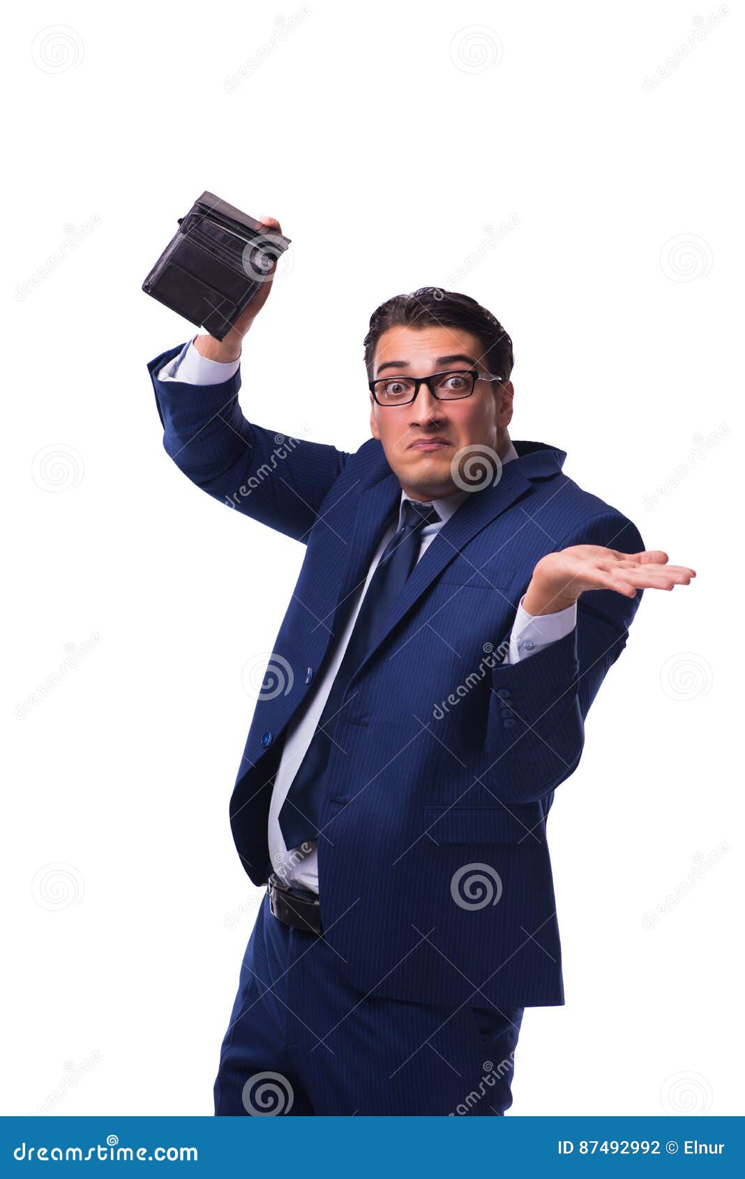 The Bankrupt Broke Businessman with Empty Wallet on White Background ...