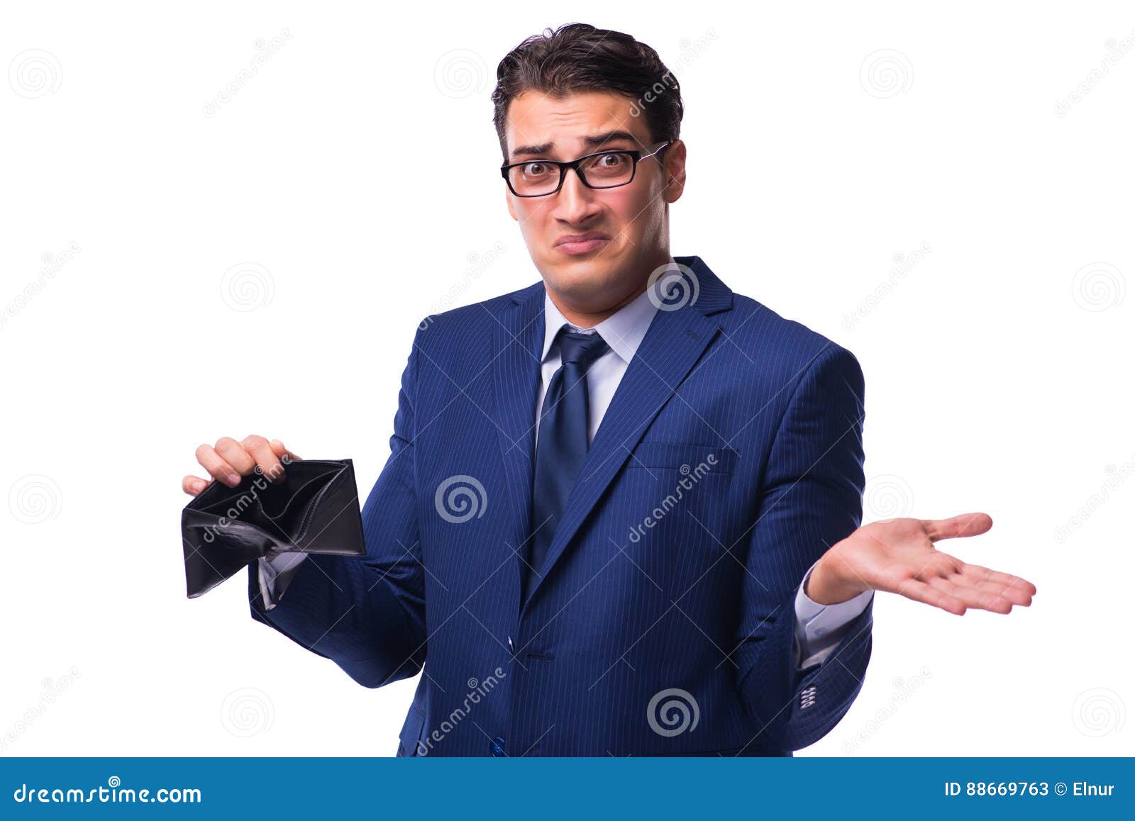 The Bankrupt Broke Businessman with Empty Wallet on White Background ...