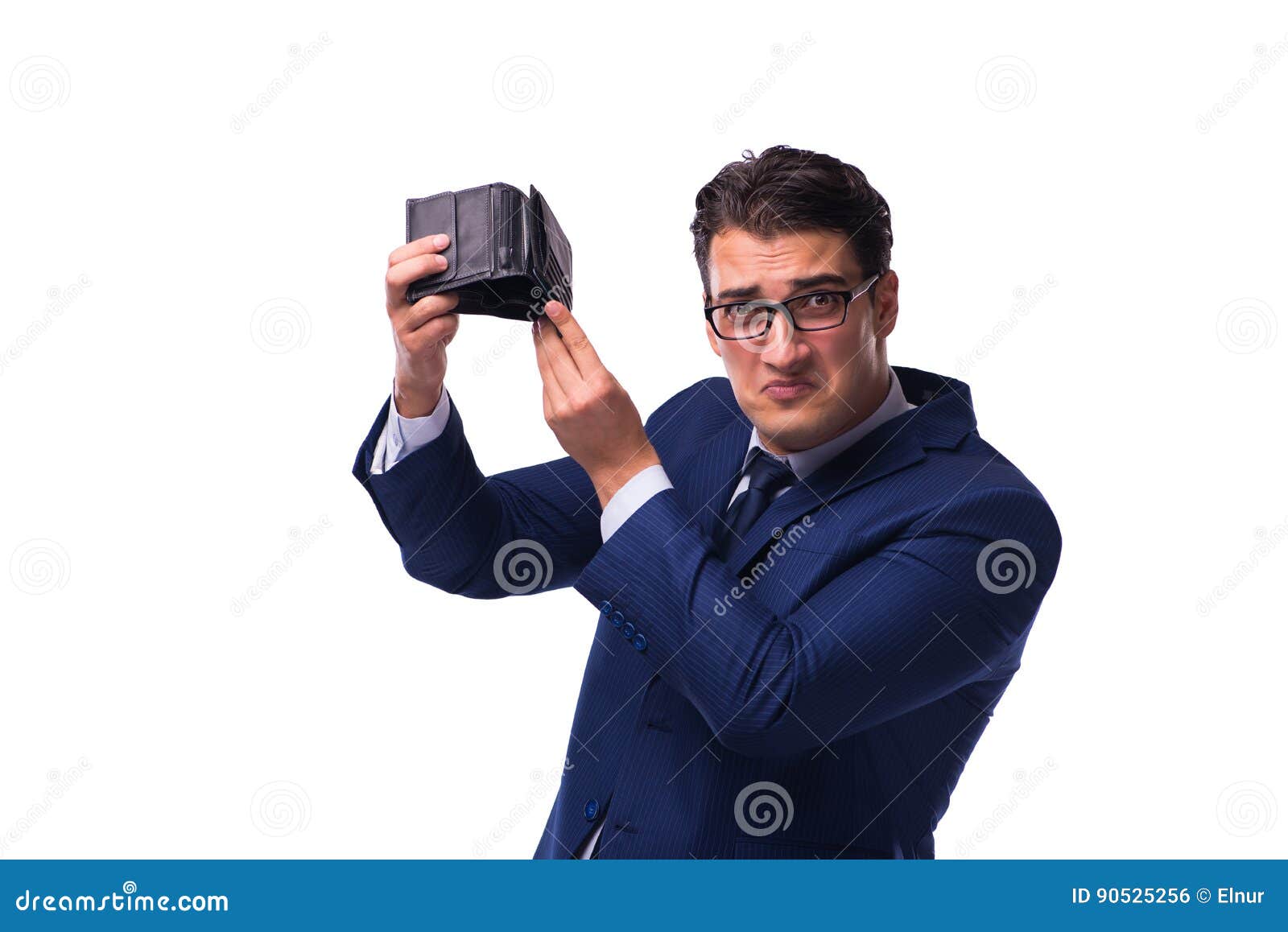 The Bankrupt Broke Businessman with Empty Wallet on White Background ...