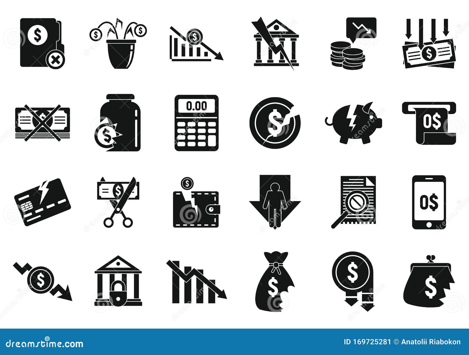Bankrupt Icon Set, Simple Style Stock Vector - Illustration of bankrupt ...