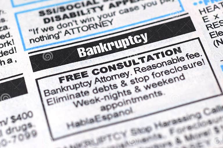 Bankruptcy Ad stock image. Image of trouble, classifieds - 25129659