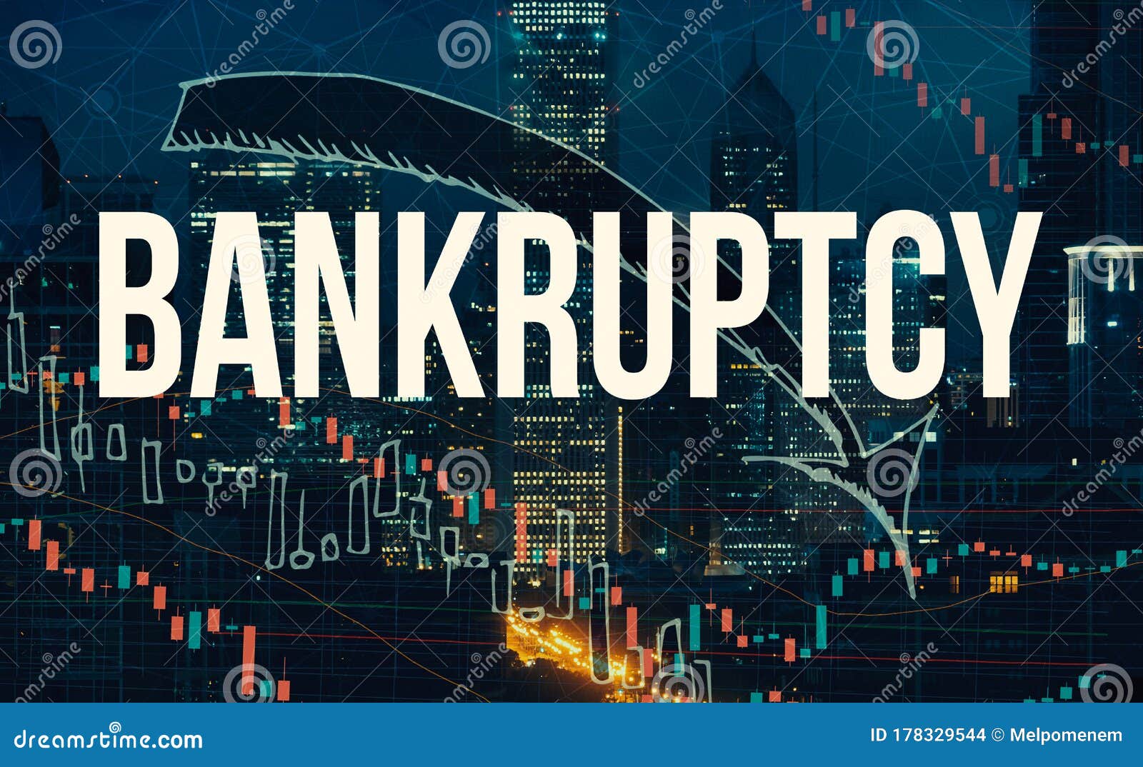 Bankruptcy Theme with Chicago Skyscrapers Stock Illustration ...