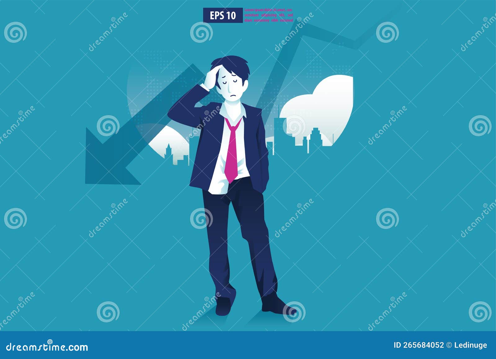 Bankruptcy Vector Illustration Concept. Businessman with Broke Company. Global Financial Crisis ...