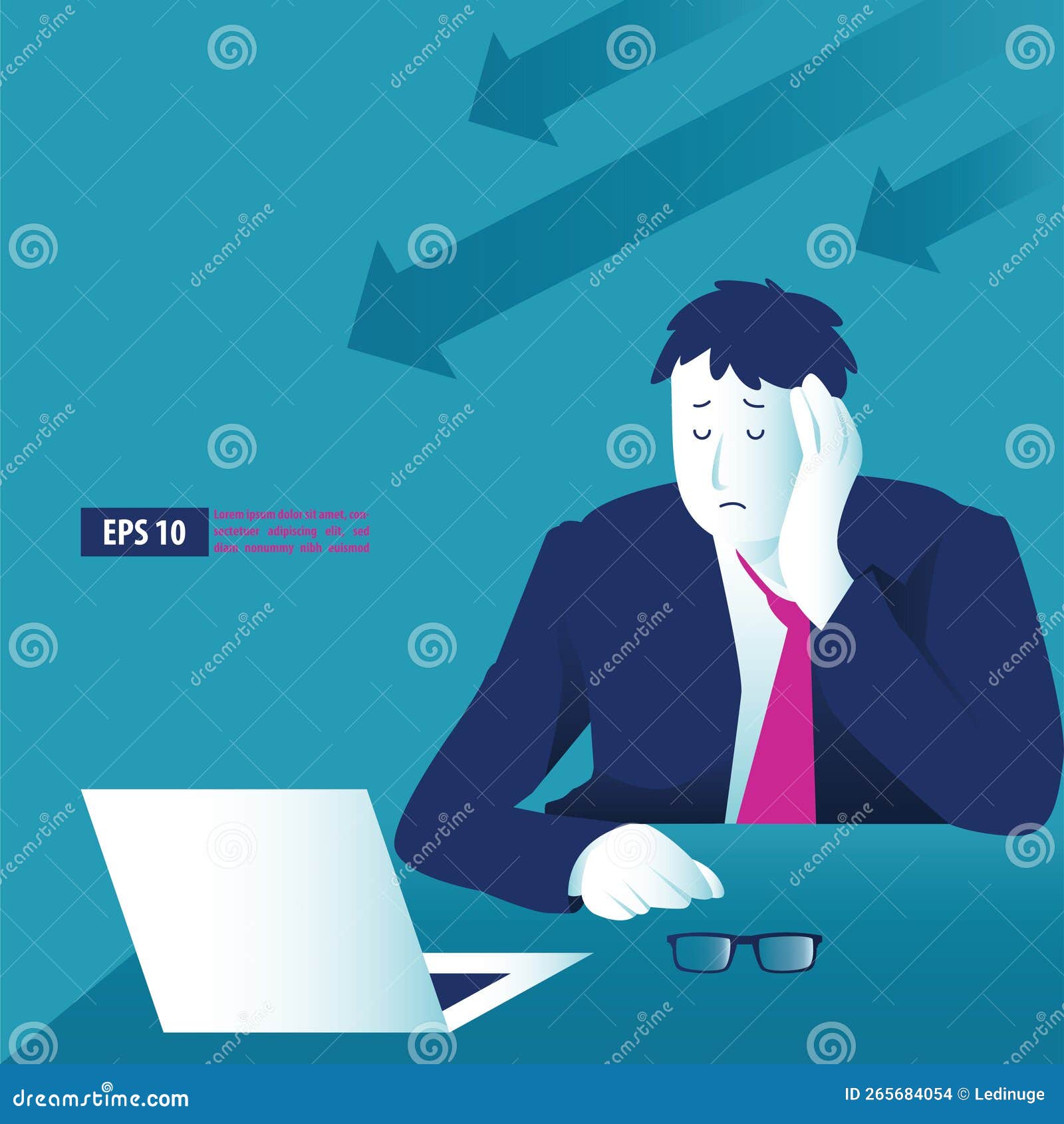 Bankruptcy Vector Illustration Concept. Businessman with Broke Company. Global Financial Crisis ...