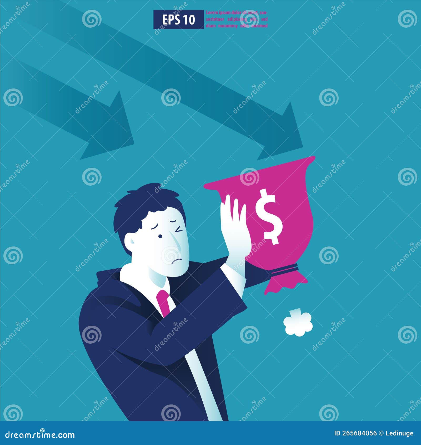 Bankruptcy Vector Illustration Concept. Businessman with Broke Company. Global Financial Crisis ...