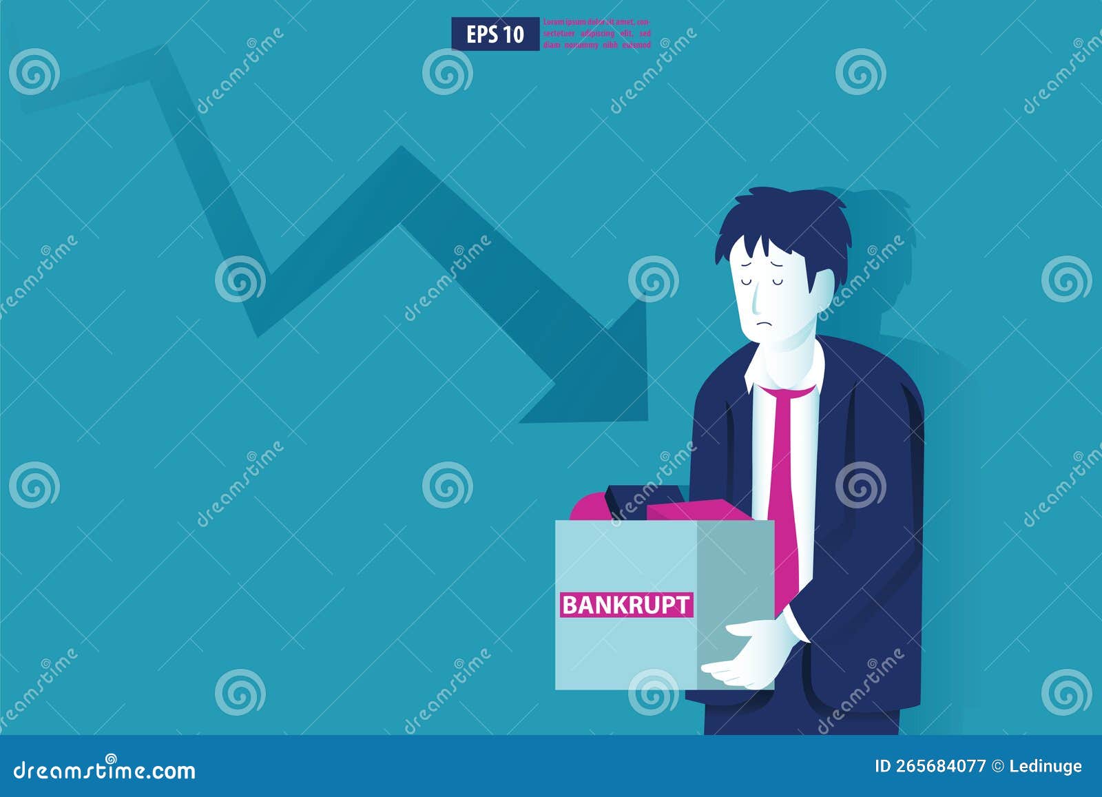 Bankruptcy Vector Illustration Concept. Businessman with Broke Company. Global Financial Crisis ...