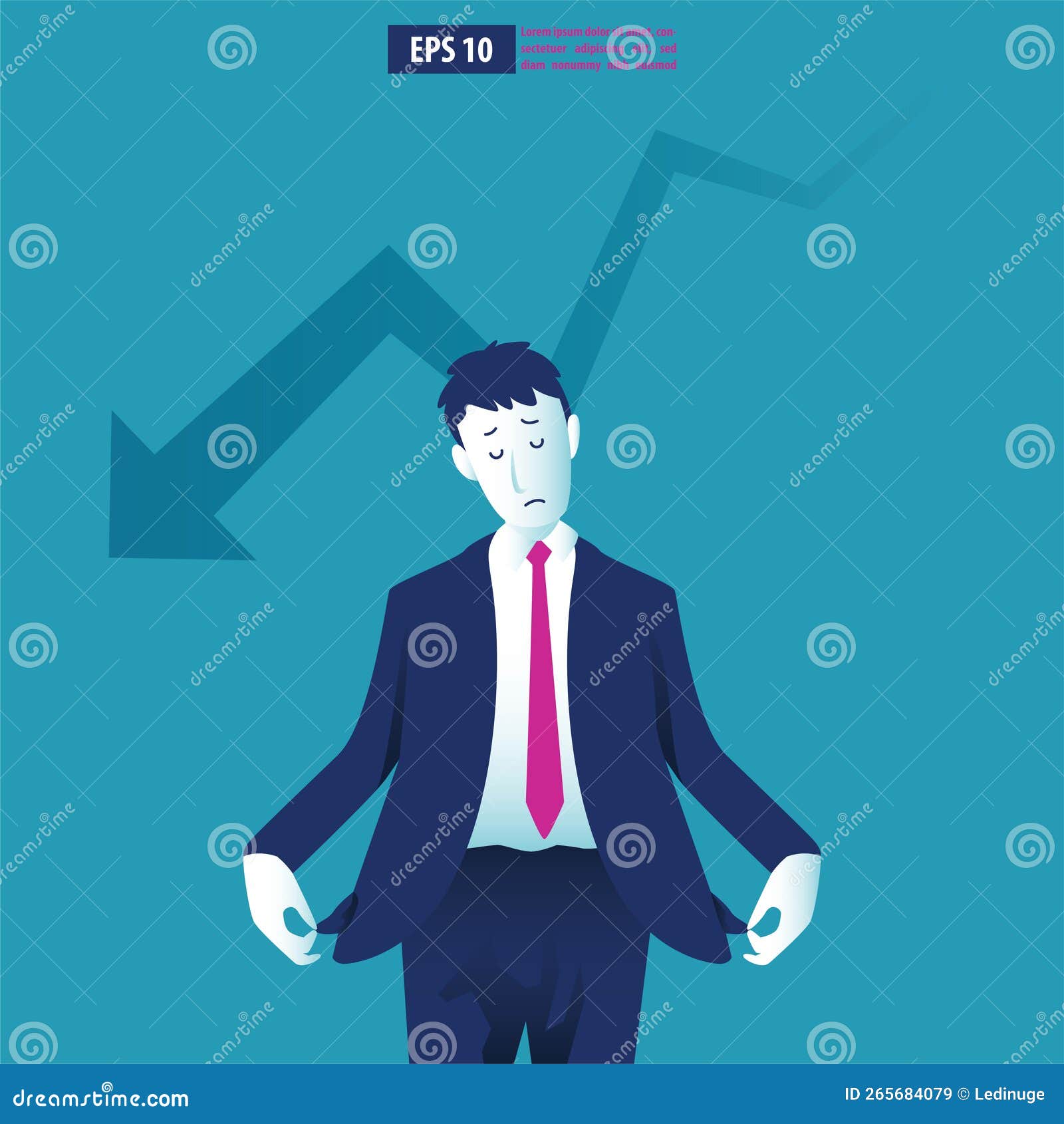 Bankruptcy Vector Illustration Concept. Businessman with Broke Company ...