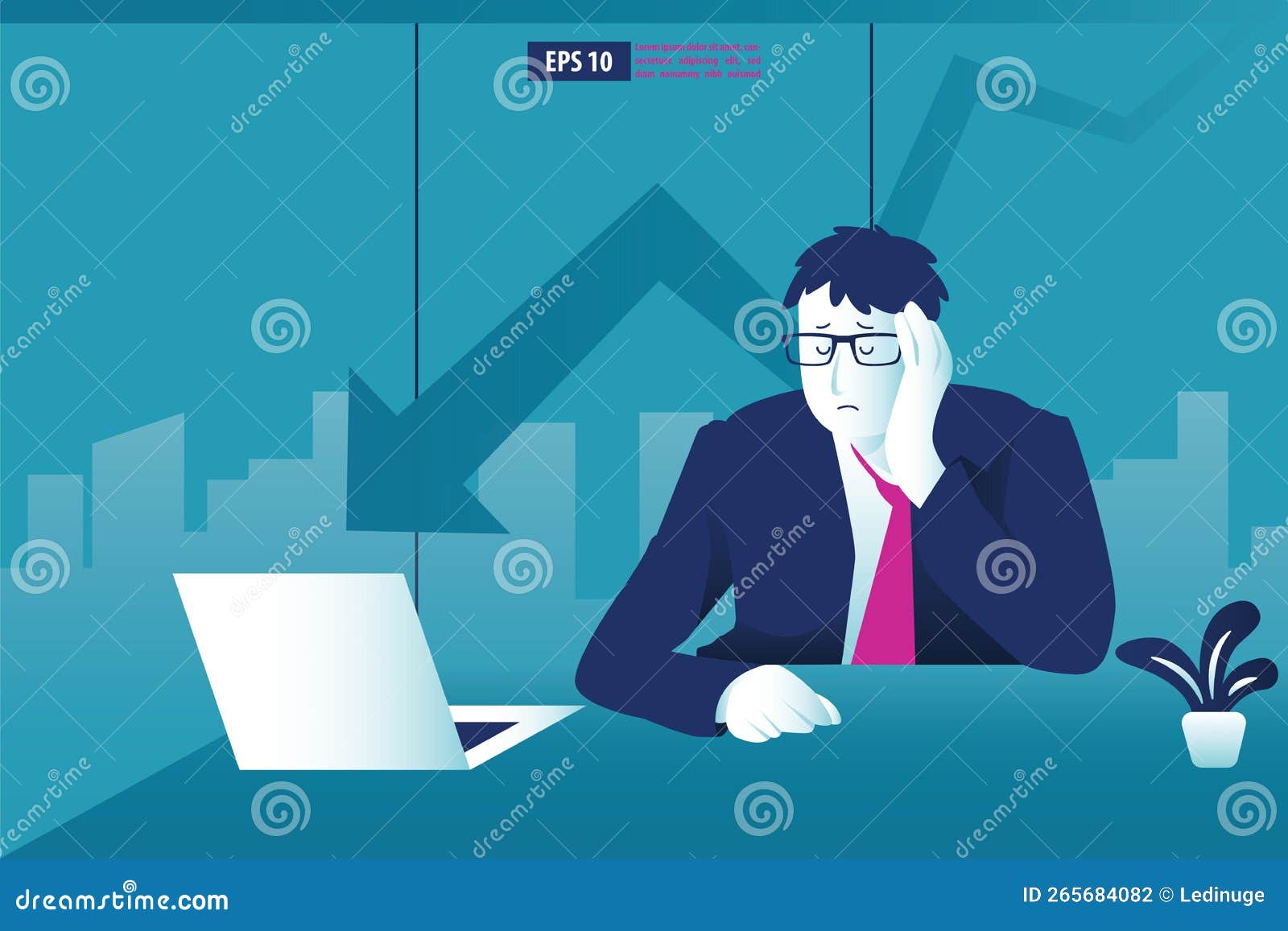 Bankruptcy Vector Illustration Concept. Businessman with Broke Company. Global Financial Crisis ...