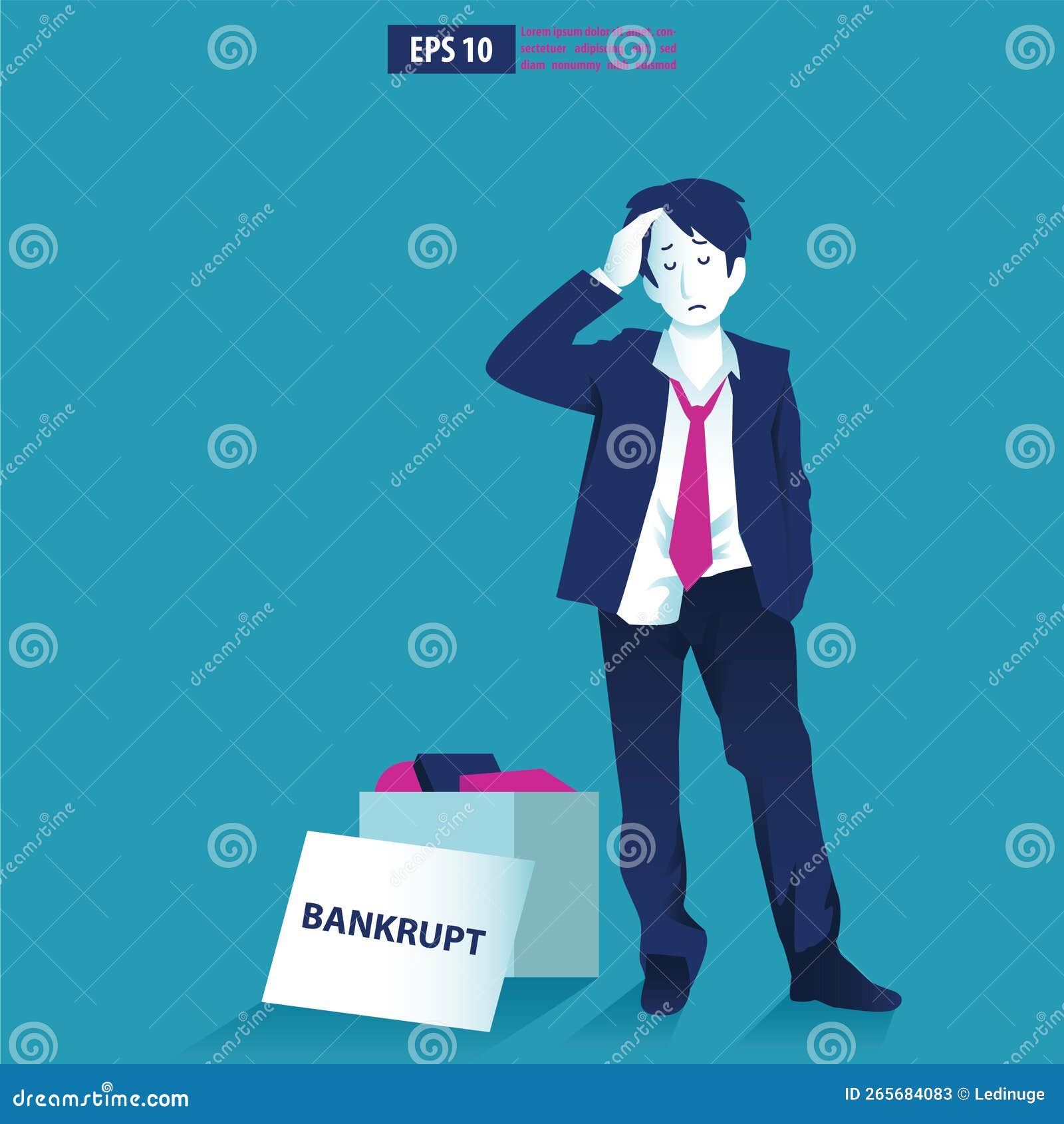 Bankruptcy Vector Illustration Concept. Businessman with Broke Company ...