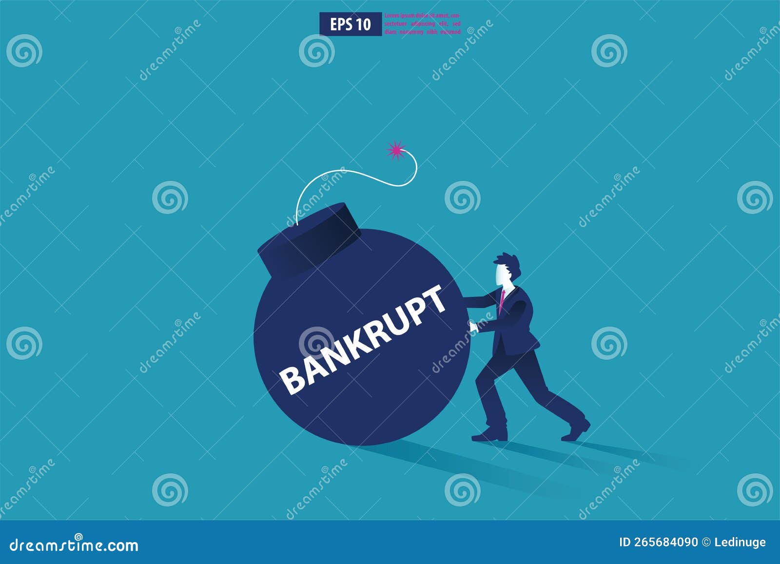Bankruptcy Vector Illustration Concept. Businessman with Broke Company ...