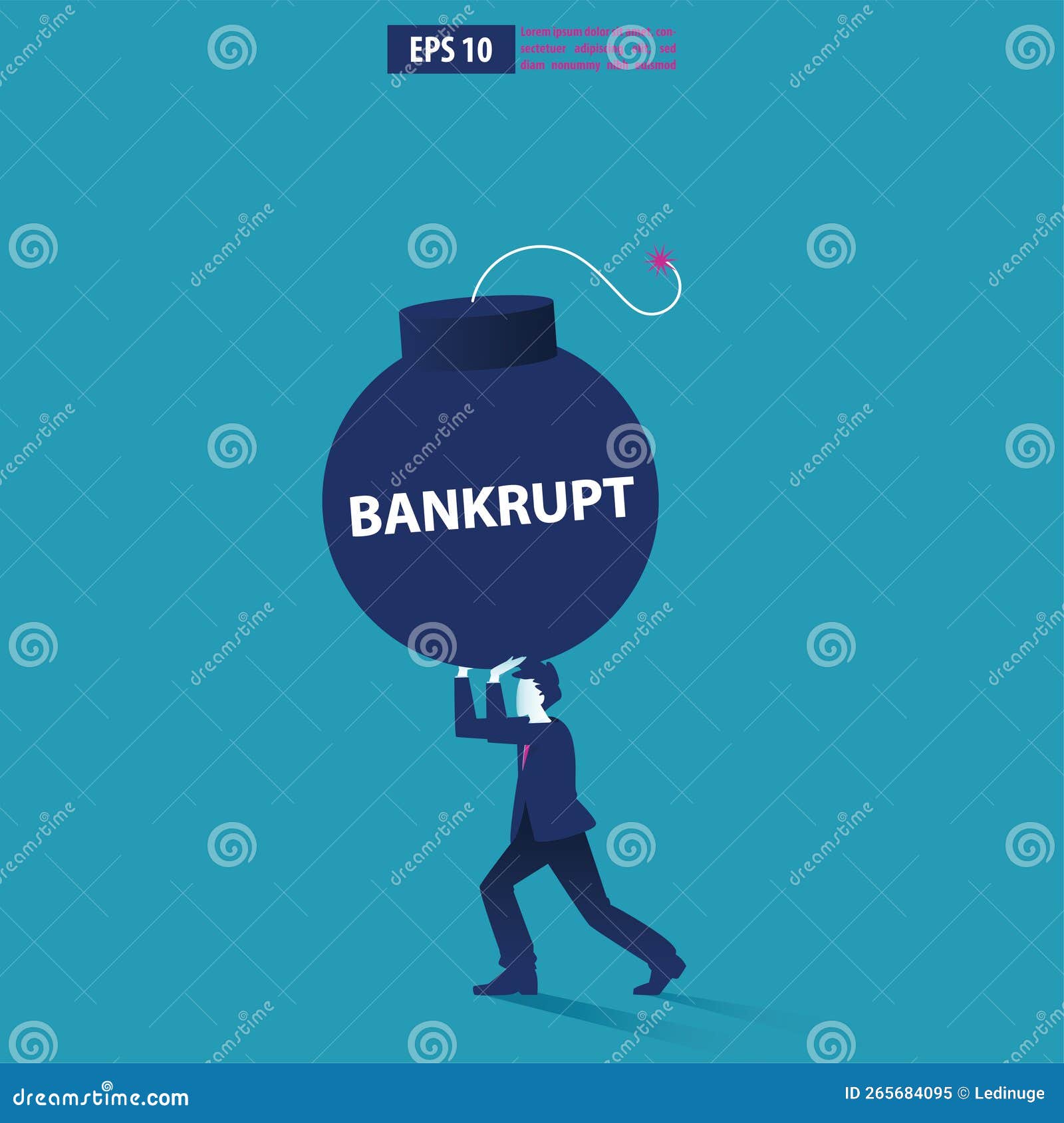 Bankruptcy Vector Illustration Concept. Businessman with Broke Company. Global Financial Crisis ...