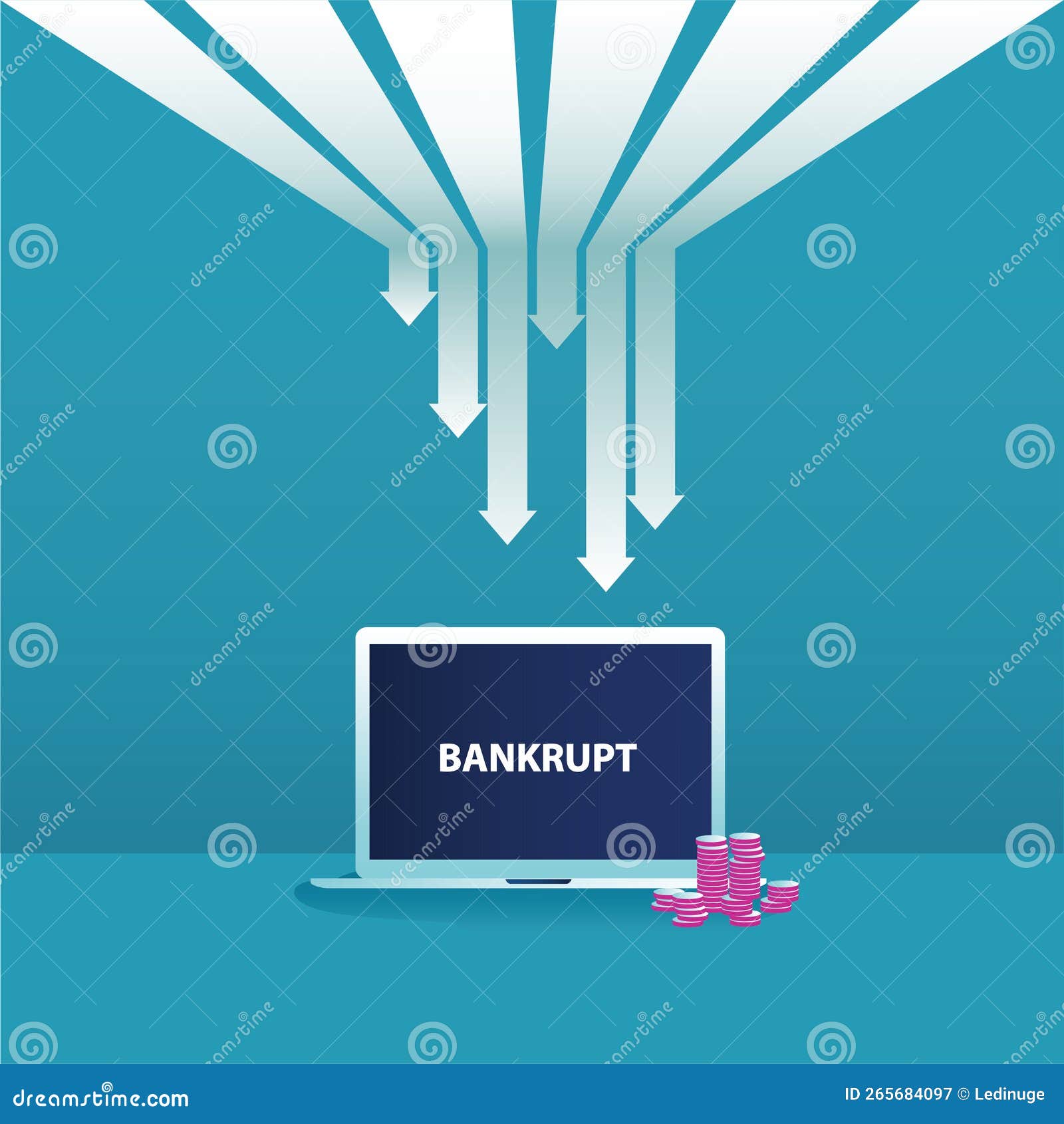 Bankruptcy Vector Illustration Concept. Businessman with Broke Company. Global Financial Crisis ...