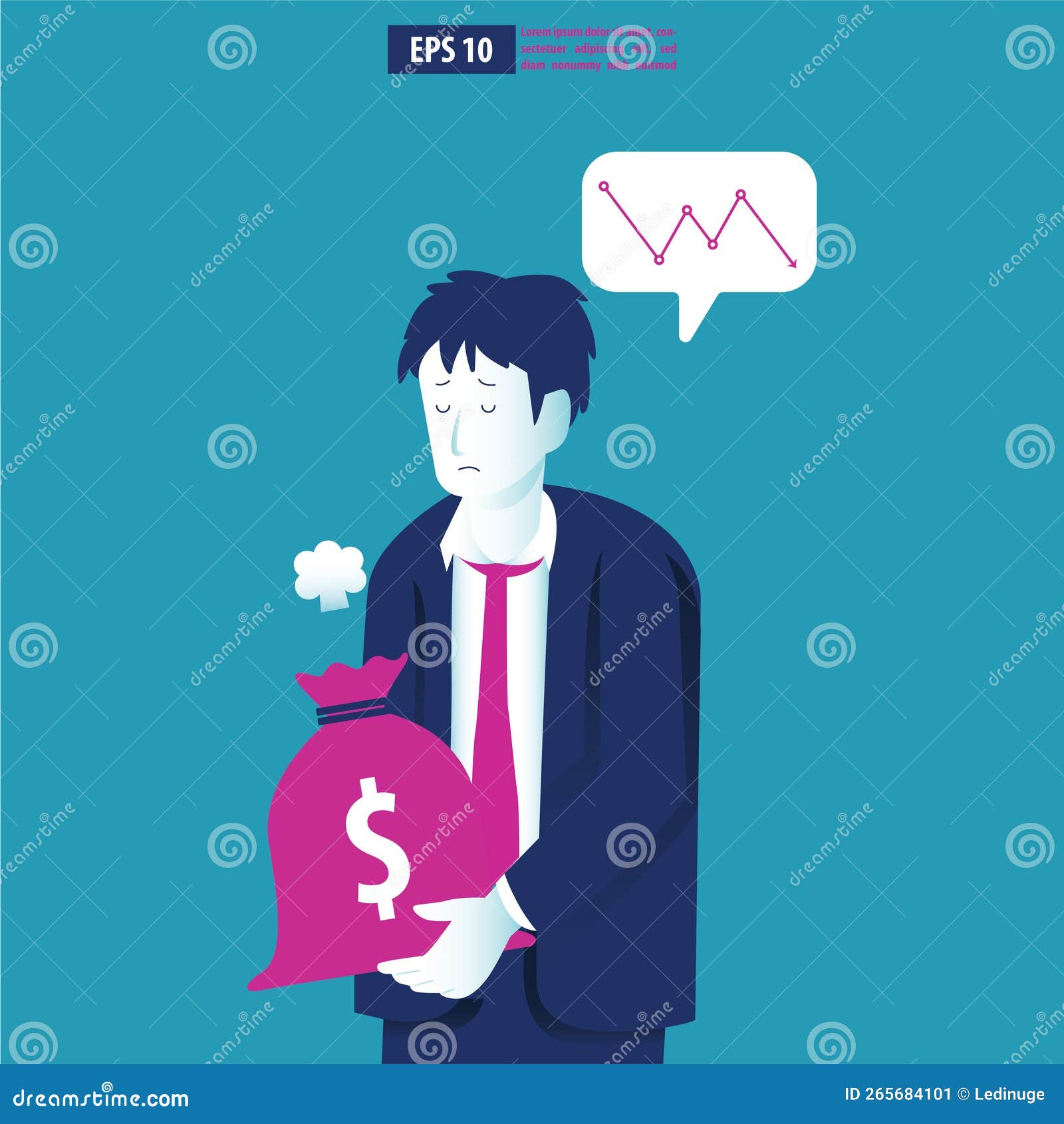 Bankruptcy Vector Illustration Concept. Businessman with Broke Company ...