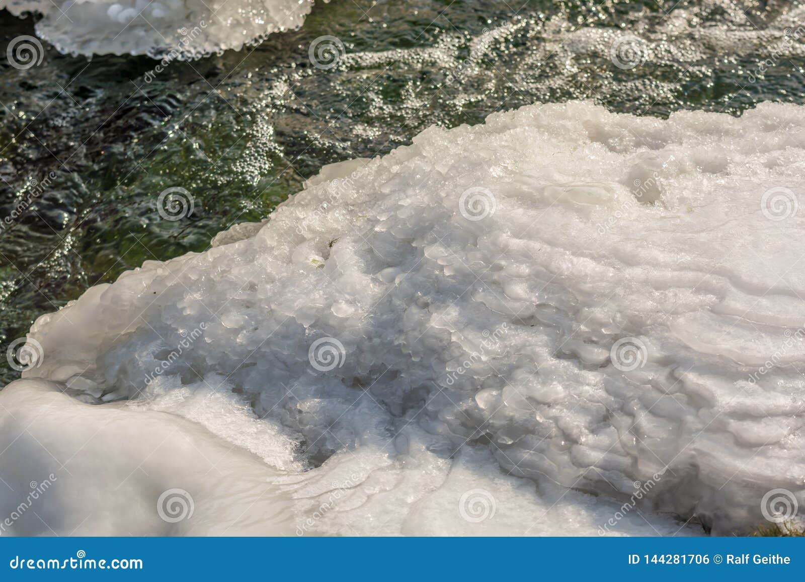 Water of a Stream Freezes Layer by Layer at the Edge of the Stream ...