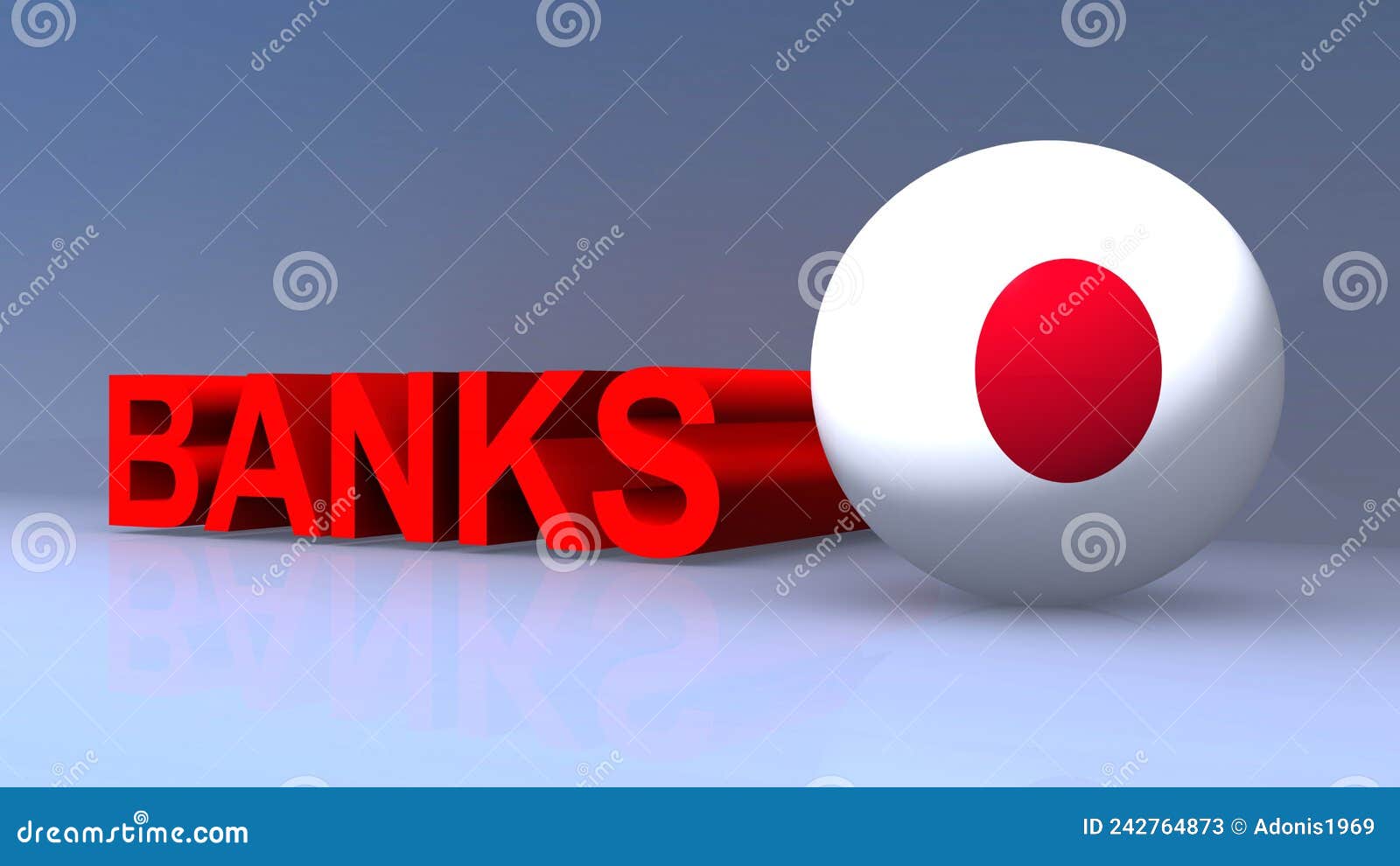 Banks with Japan Flag on Blue Stock Illustration - Illustration of ...