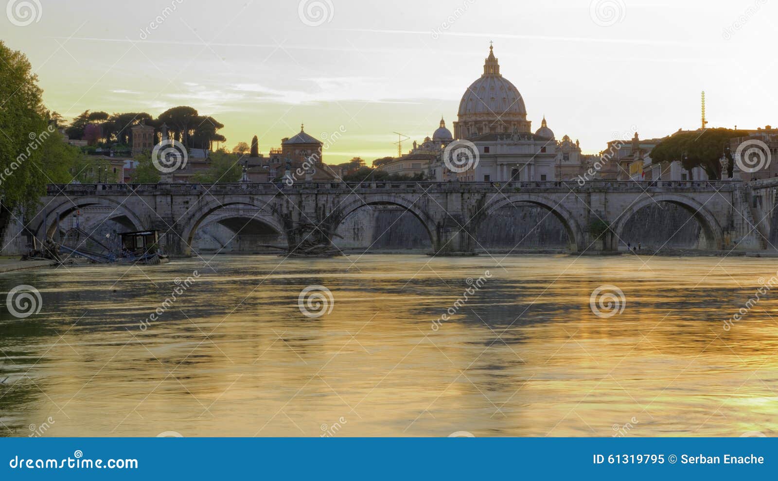 Banks of River in Rome, Italy Stock Image - Image of banks, reflecting ...