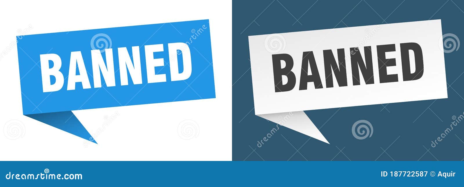 Banned Banner. Banned Speech Bubble Label Set Stock Vector ...