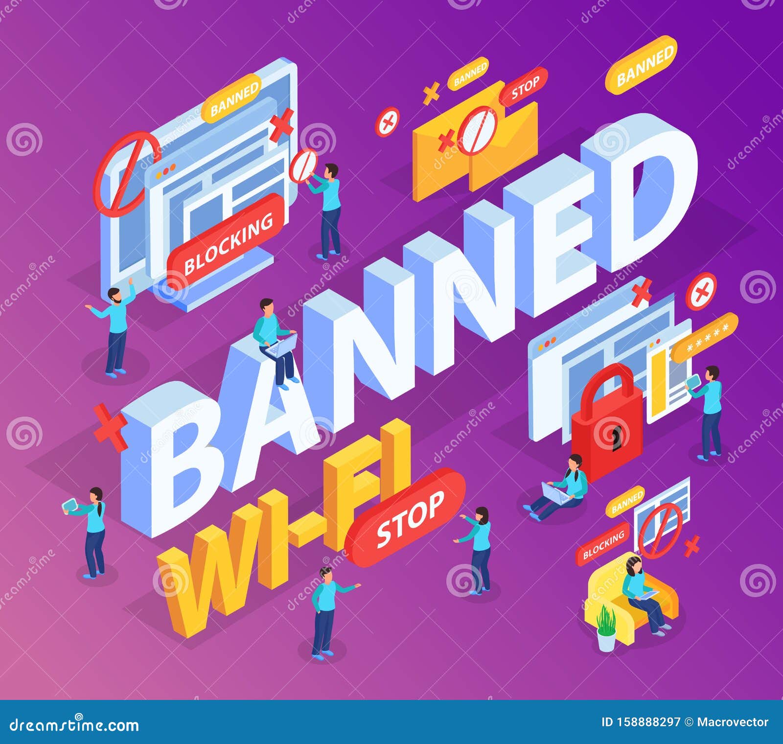 Internet Blocking Isometric Composition Stock Vector - Illustration of ...