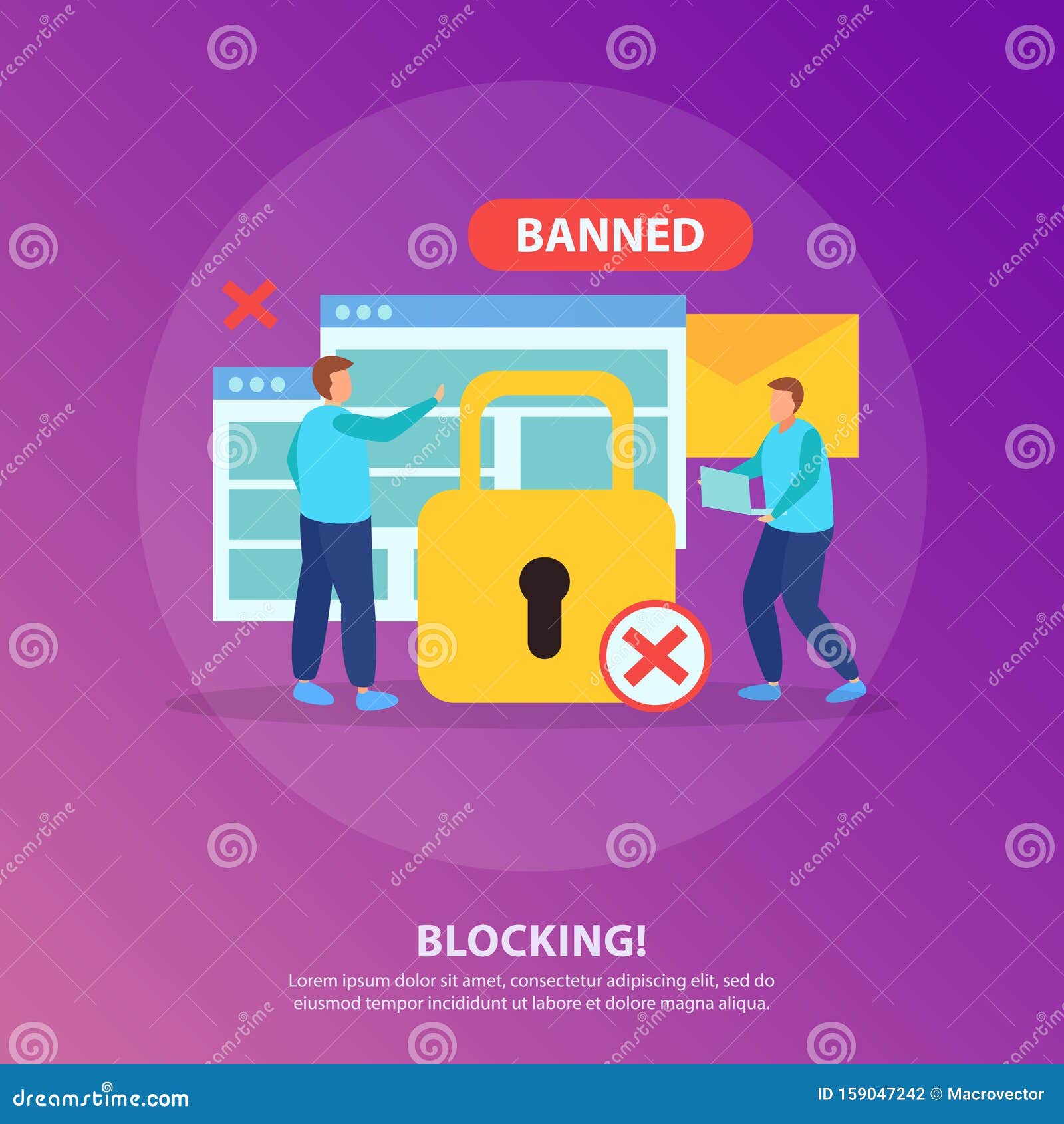 Banned Internet User stock vector. Illustration of people - 159047242