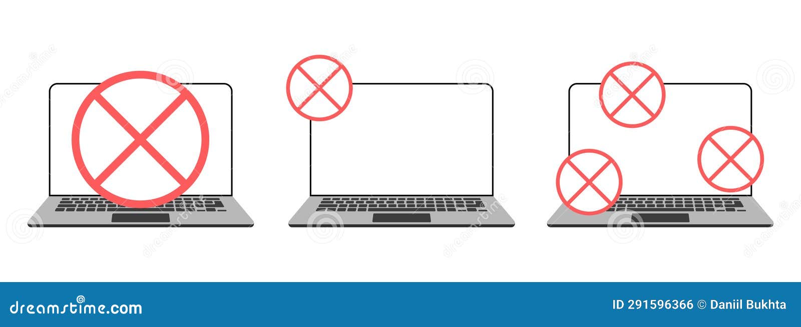 Banned Laptop Sign. Warning, Laptop with Forbidden Sign on Screen ...