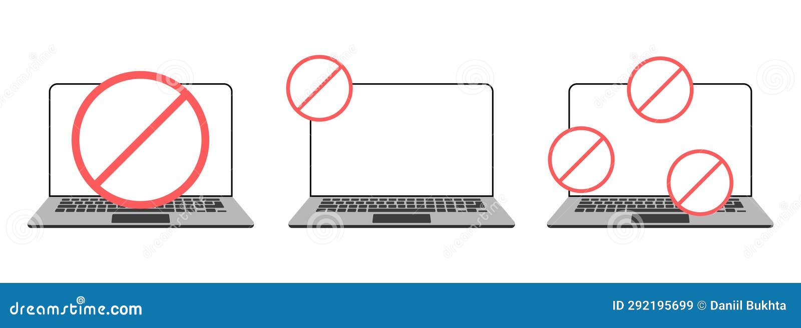Banned Laptop Sign. Warning, Laptop with Forbidden Sign on Screen ...