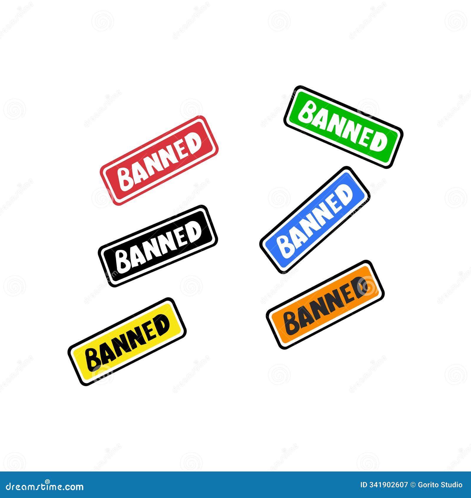 Set Of Banned Stamp Symbol, Label Sticker Sign Button, Text Banner ...
