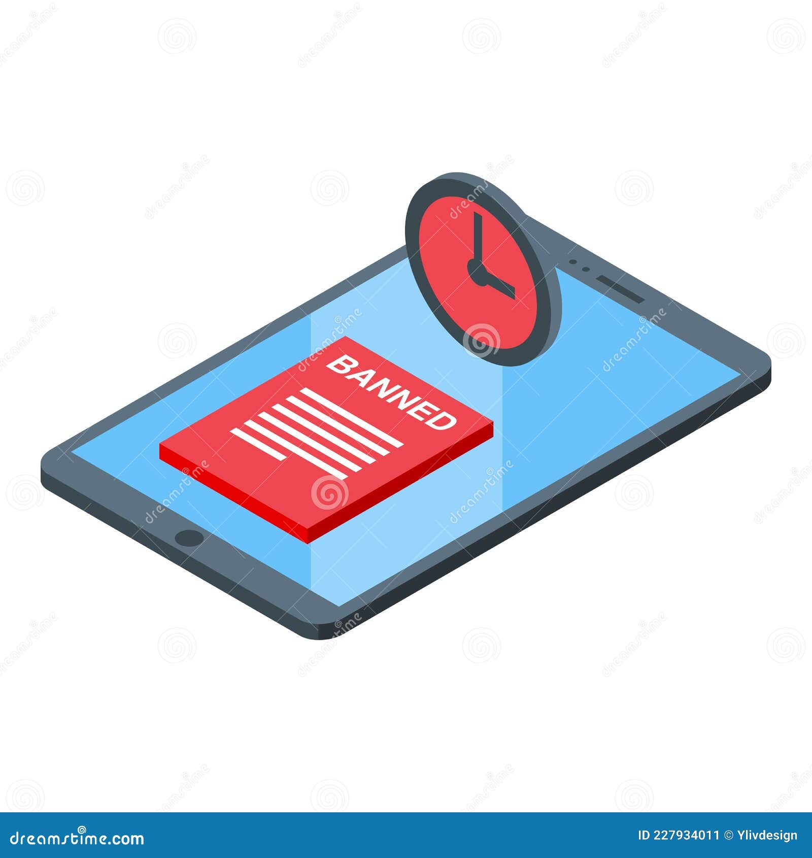Banned Tablet Icon Isometric Vector. Blacklist User Stock Vector ...