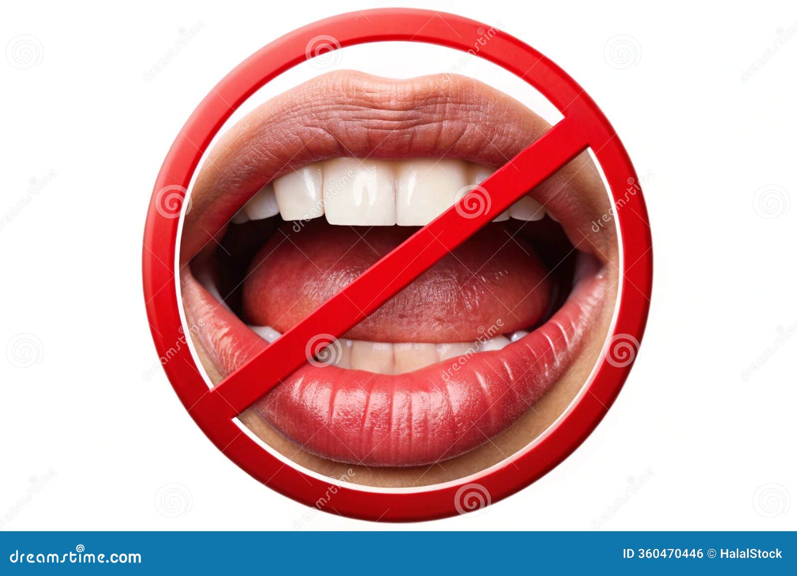 Banned from Talking: Icon of Open Mouth with Red Prohibition Mark Stock ...