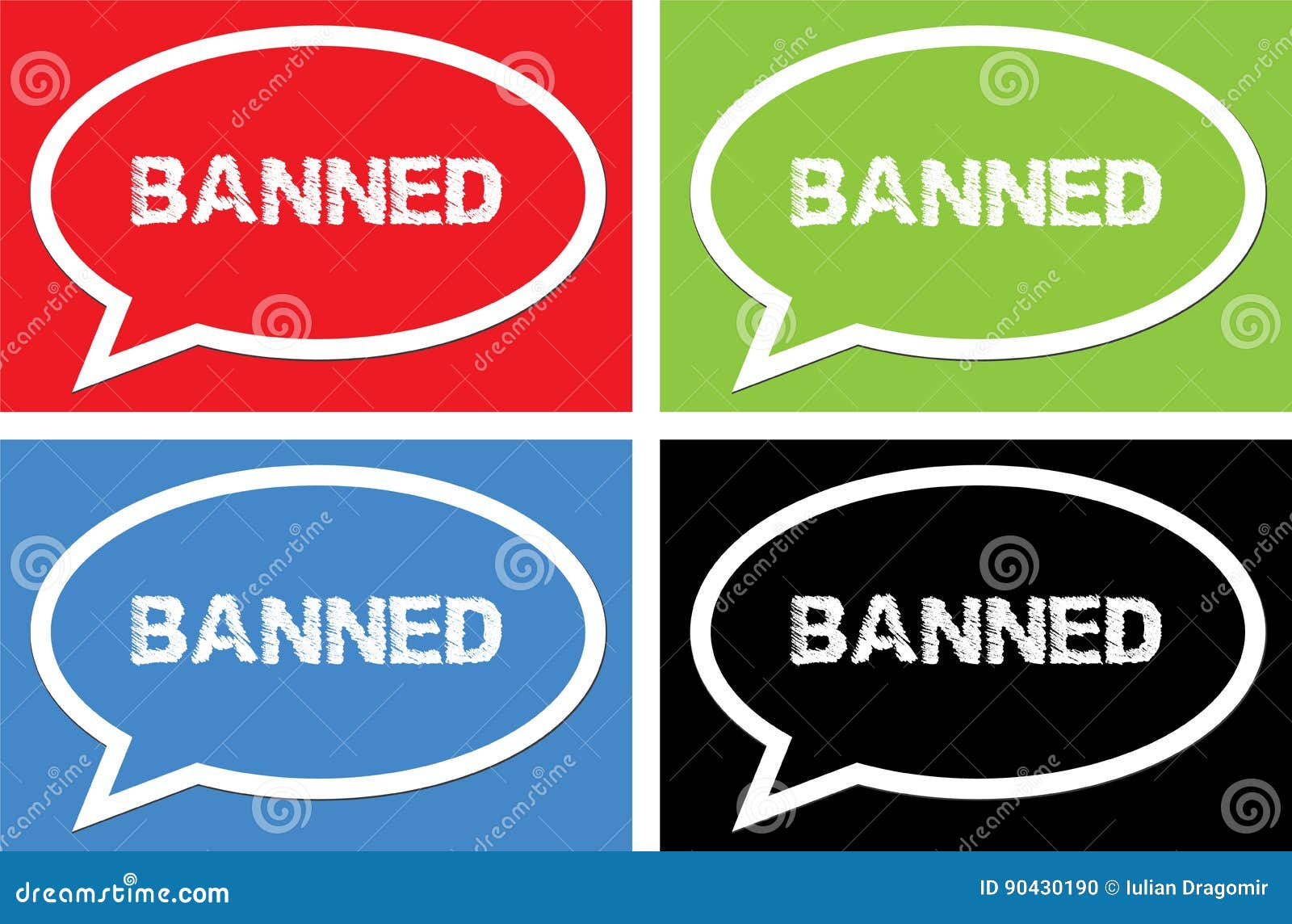 BANNED Text, on Ellipse Speech Bubble Sign. Stock Illustration ...