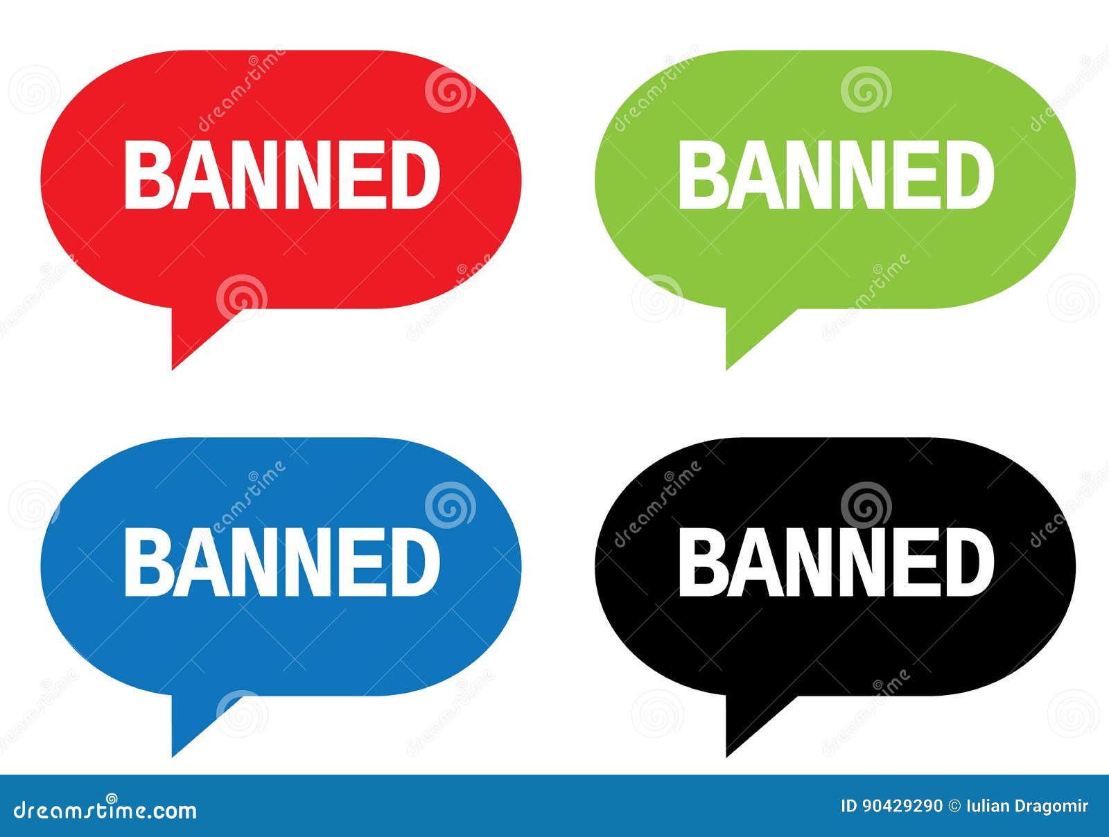 BANNED Text, on Rectangle Speech Bubble Sign. Stock Illustration ...