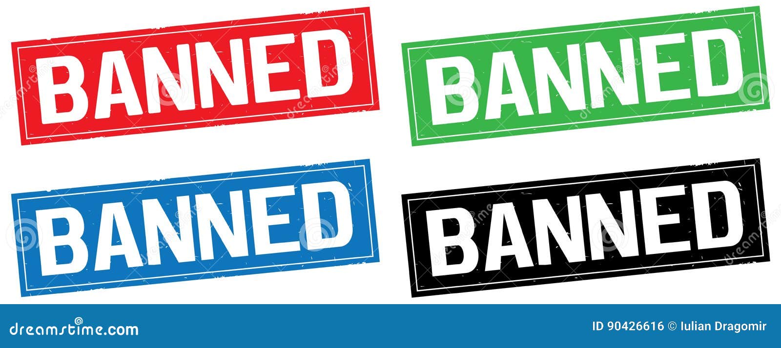 BANNED Text, on Rectangle Stamp Sign. Stock Illustration - Illustration ...