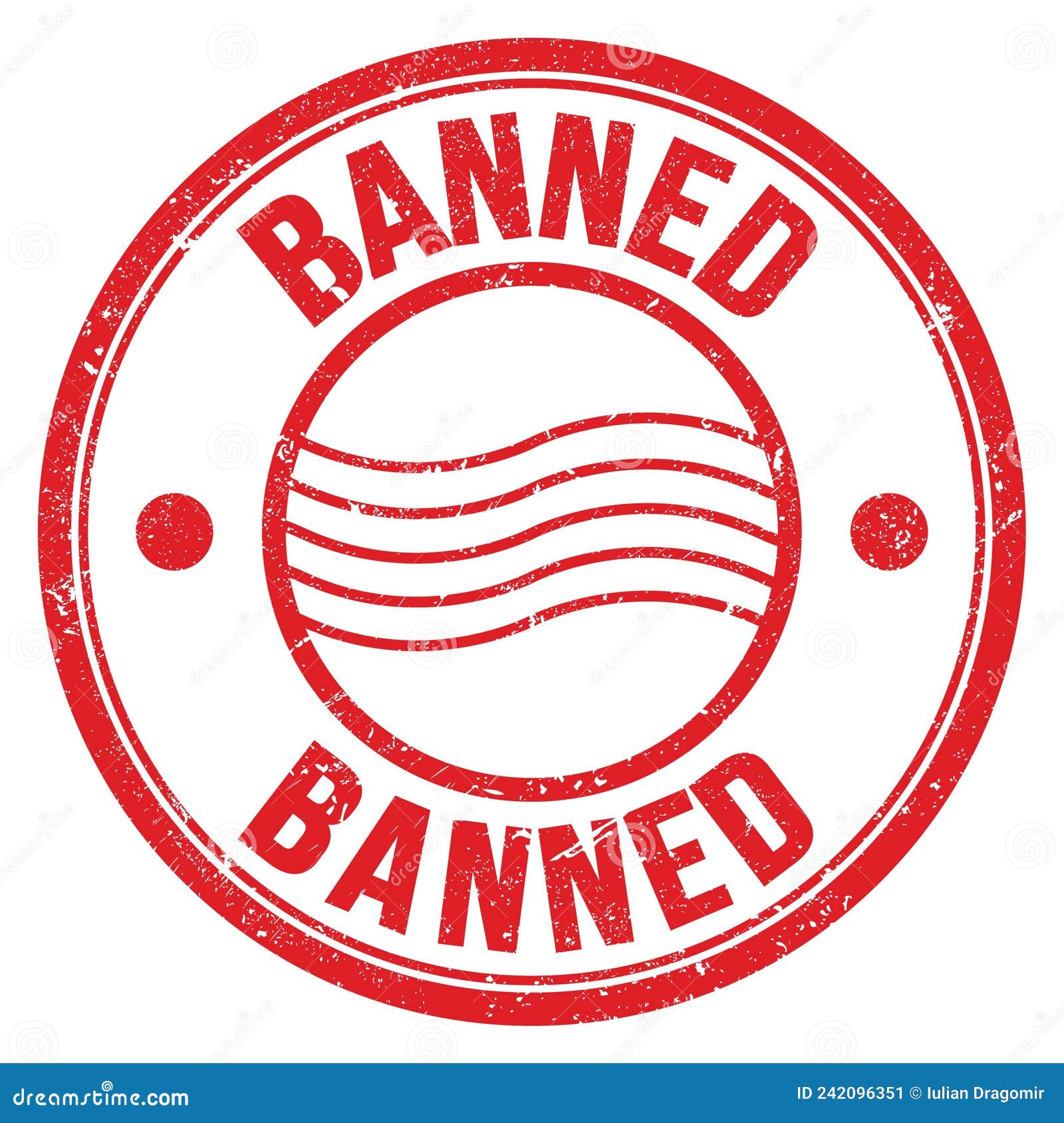 BANNED Text Written on Red Round Postal Stamp Sign Stock Illustration ...